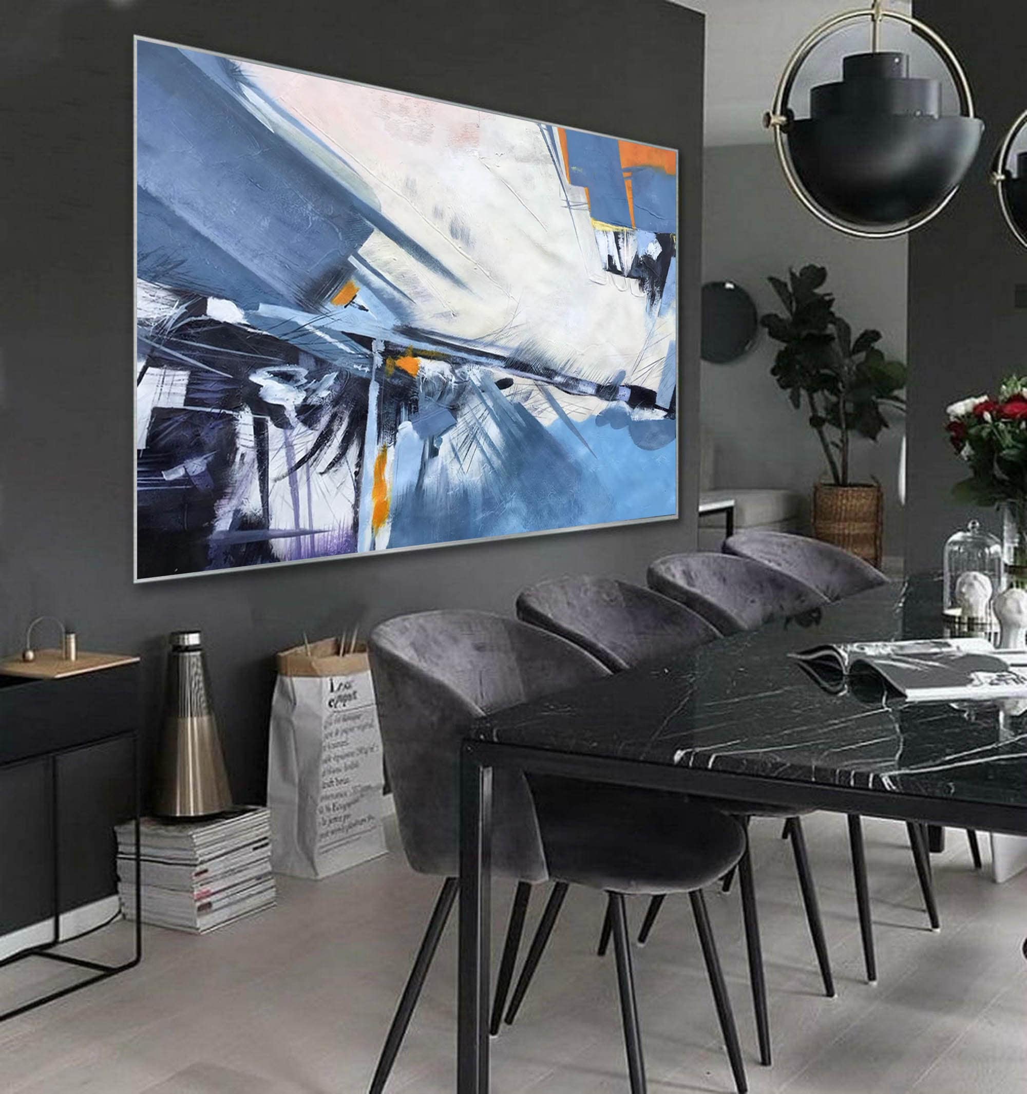 Modern abstract painting oversized canvas wall art extra | Etsy