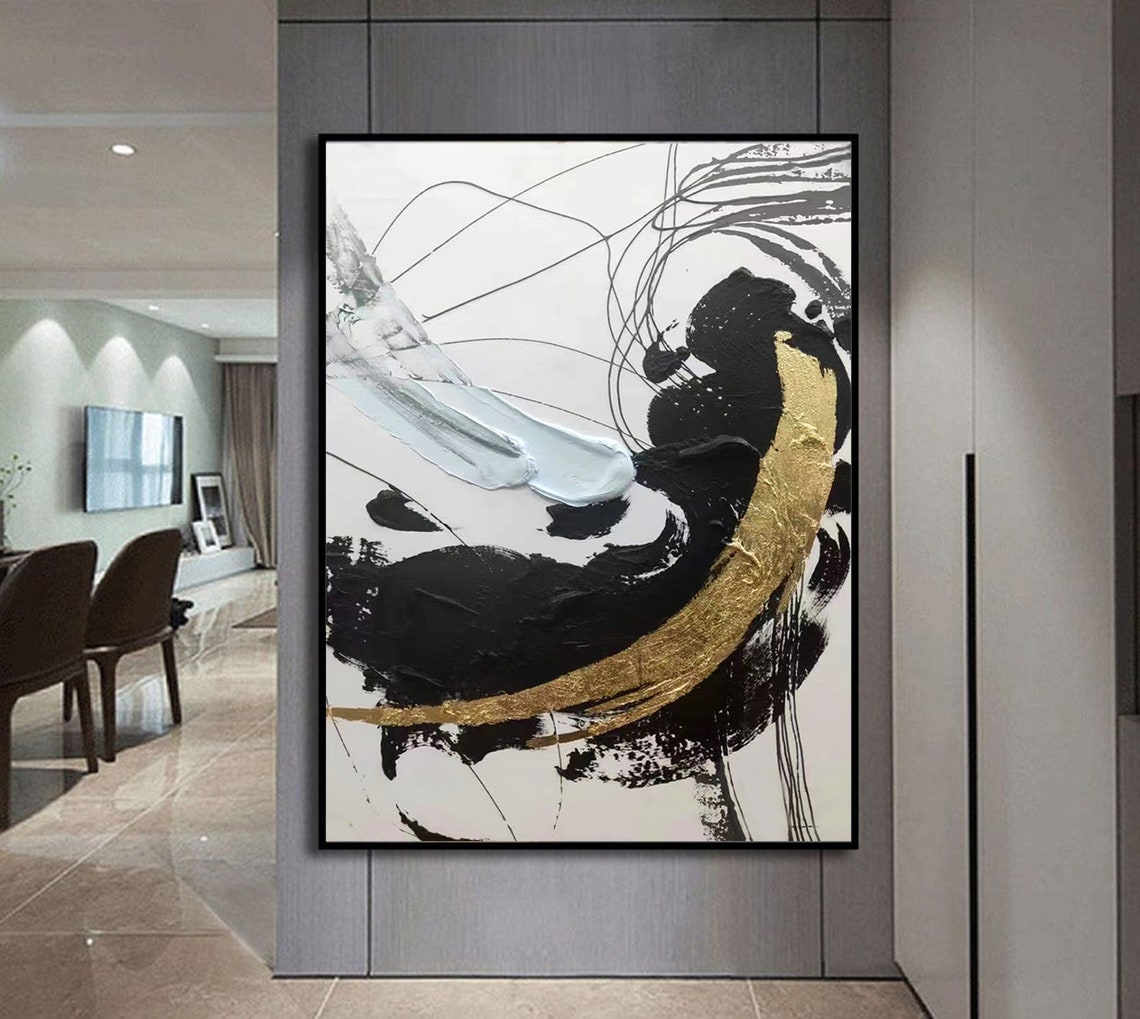 Large Abstract Painting Abstract Canvas Art Gold Painting - Etsy