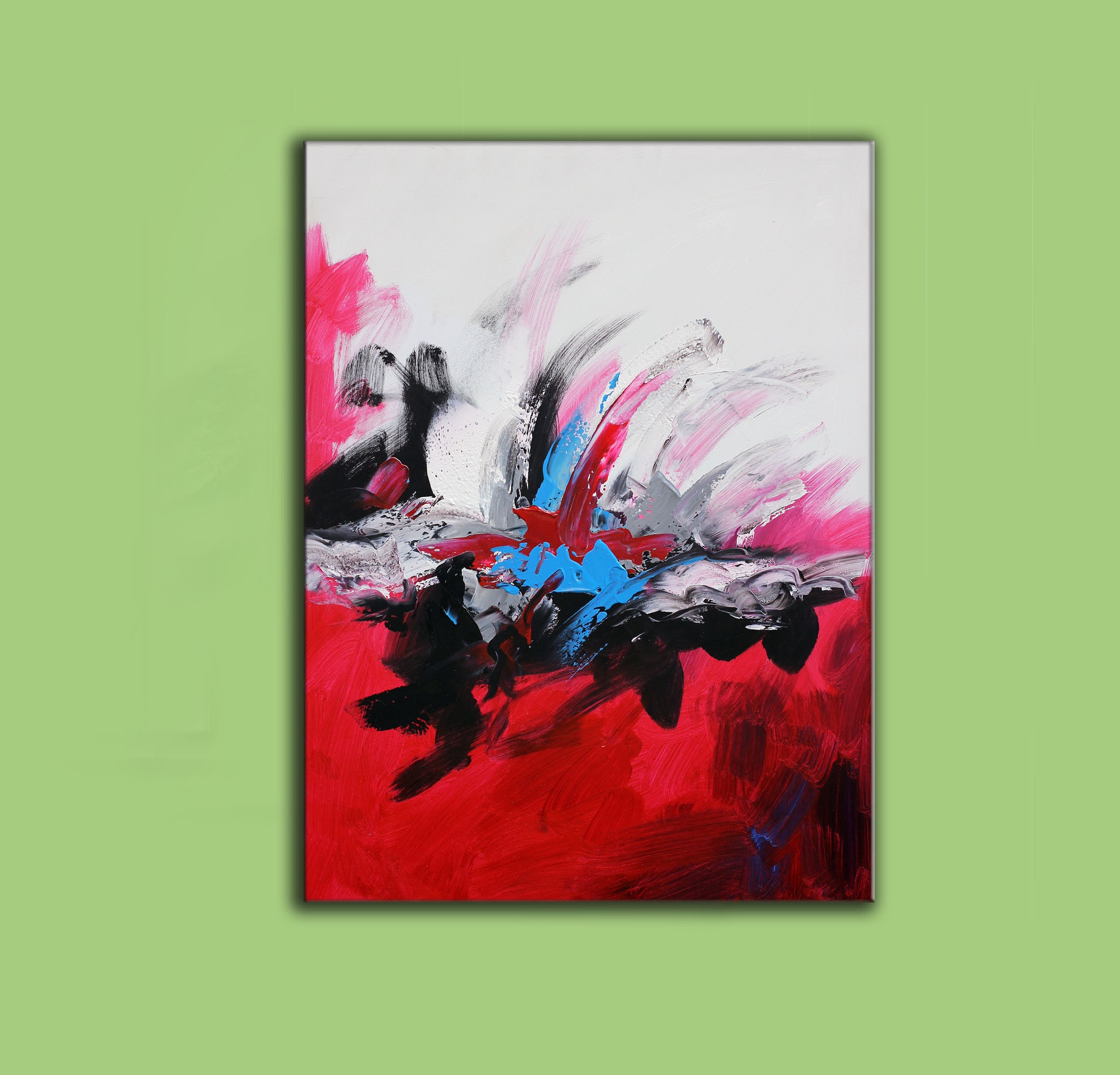 Original Abstract Paintings on Canvas, Modern Wall Art Canvas Framed ...