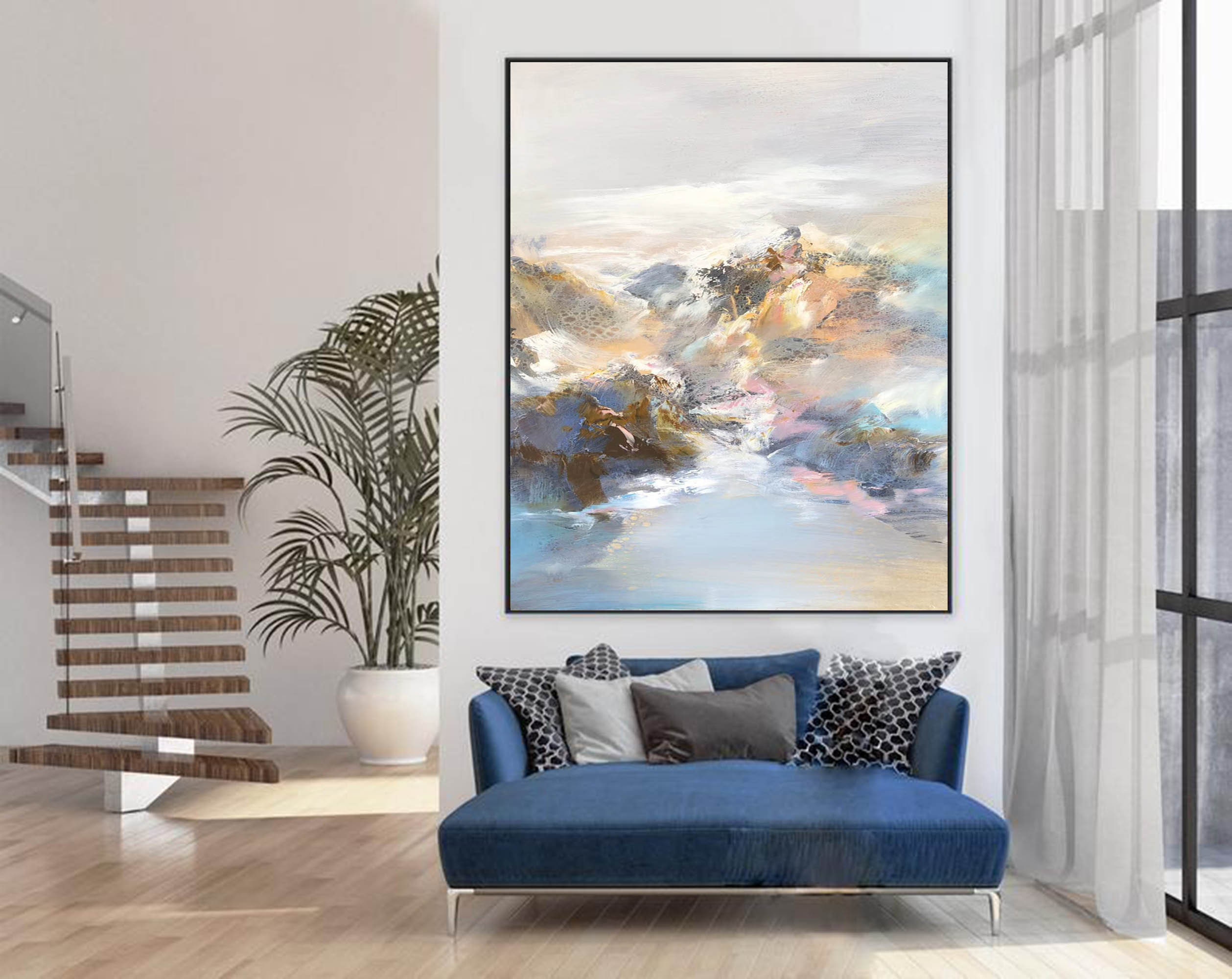 Large Canvas Art Abstract Landscape Painting, Extra Large Wall Art ...