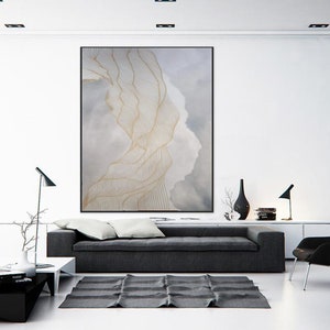 Large Canvas Painting, Original Oil Painting on Canvas, Line Canvas Art ...