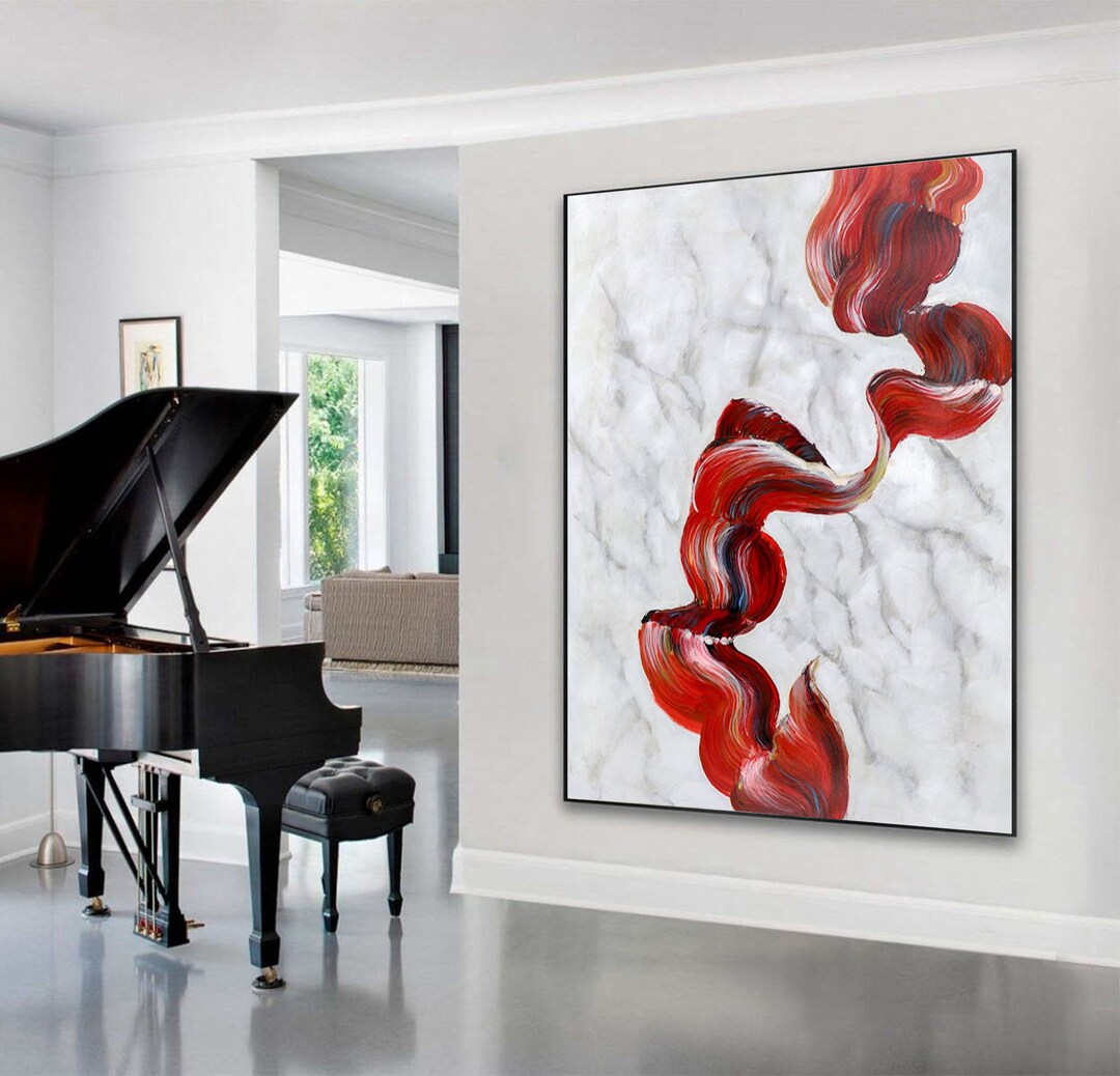 Large Original Red Painting, Modern Abstract Art Painting, Red Abstract ...