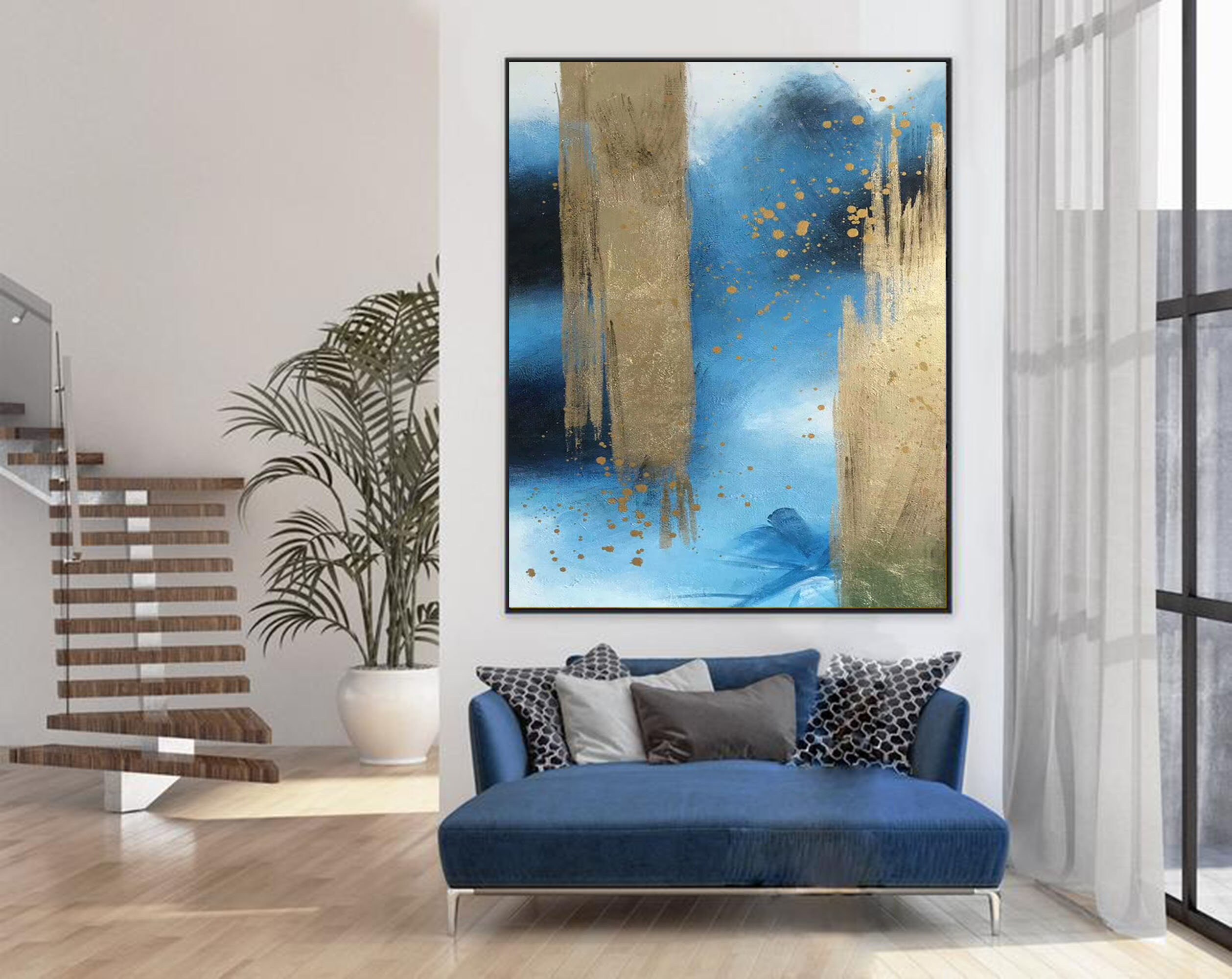 Large abstract painting framed wall art abstract large | Etsy