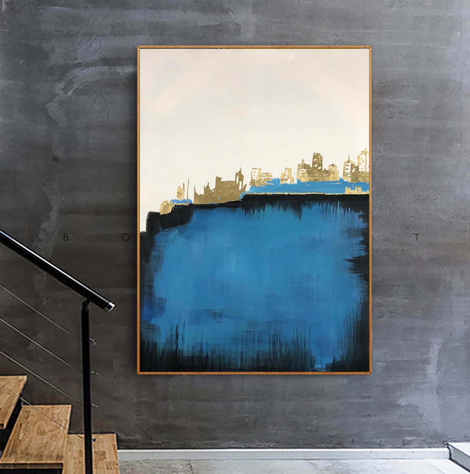 Large Blue Painting on Canvas Extra Large Wall Art Modern | Etsy