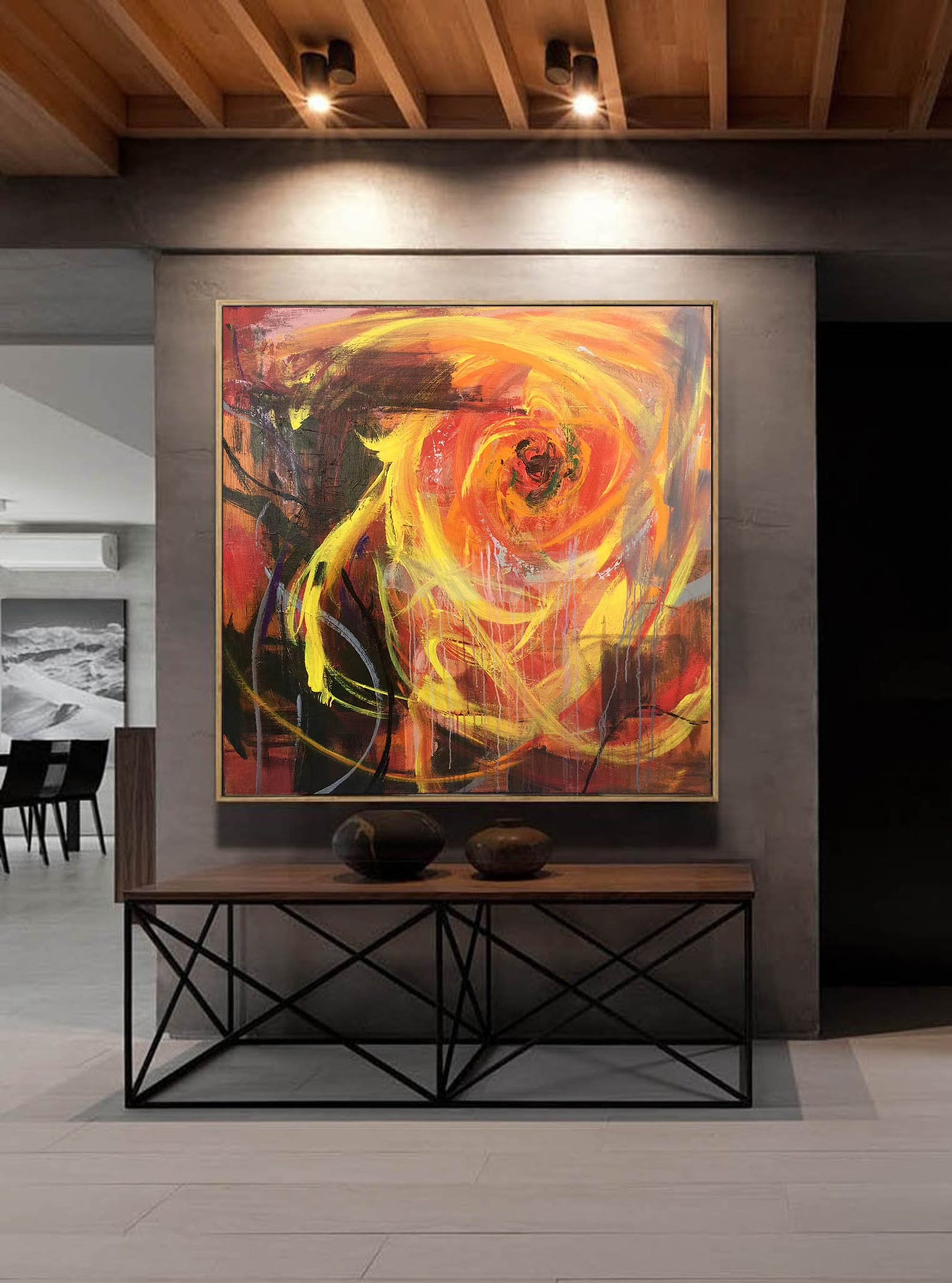 Flower Painting Abstract Large Abstract Painting on Canvas | Etsy