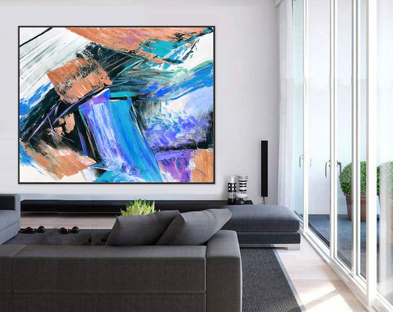 Large Modern Abstract Painting Framed Extra Large Wall Art | Etsy