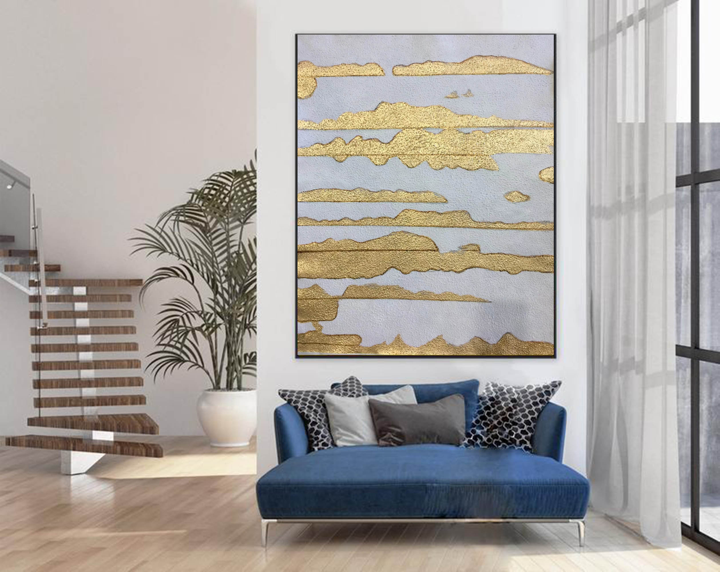 Modern Abstract Painting Gold Painting Hand Painted Large | Etsy