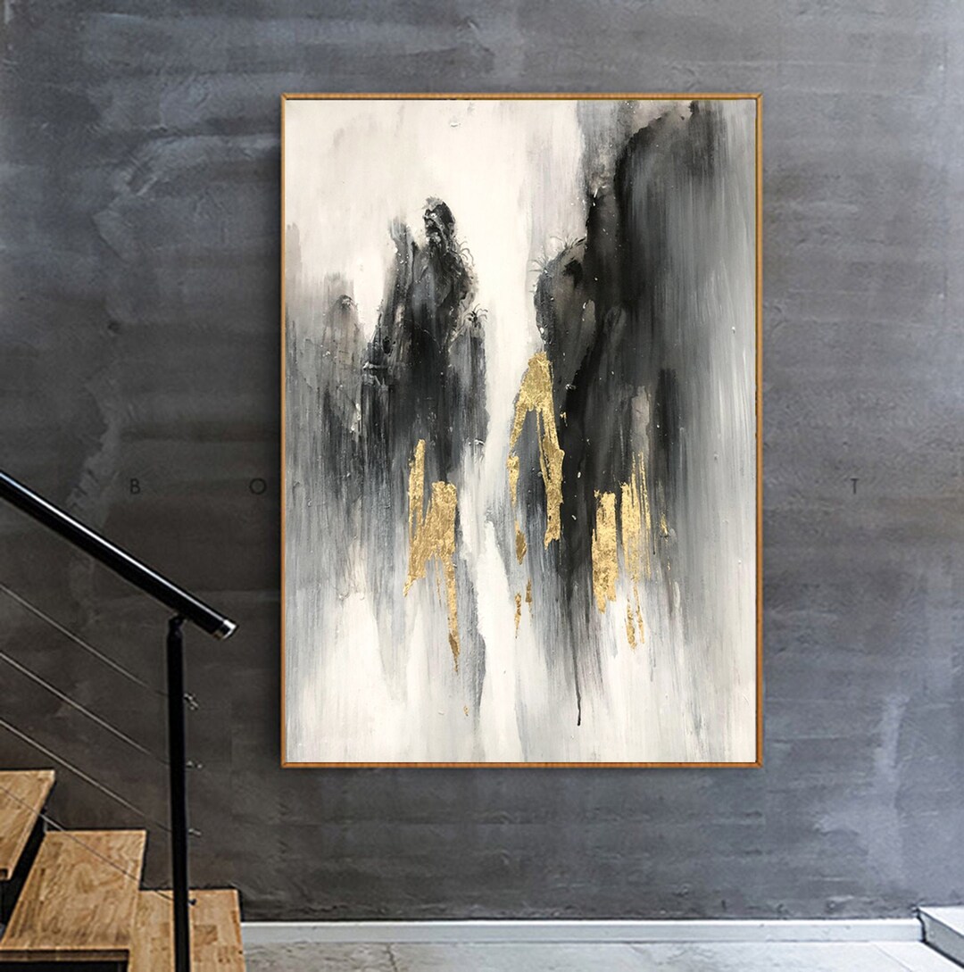 Extra Large Wall Art Abstract, Black Painting, Gold Painting on Canvas ...