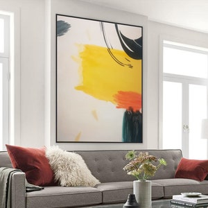 Large Canvas Wall Art, Yellow Painting on Canvas, Modern Abstract Art ...