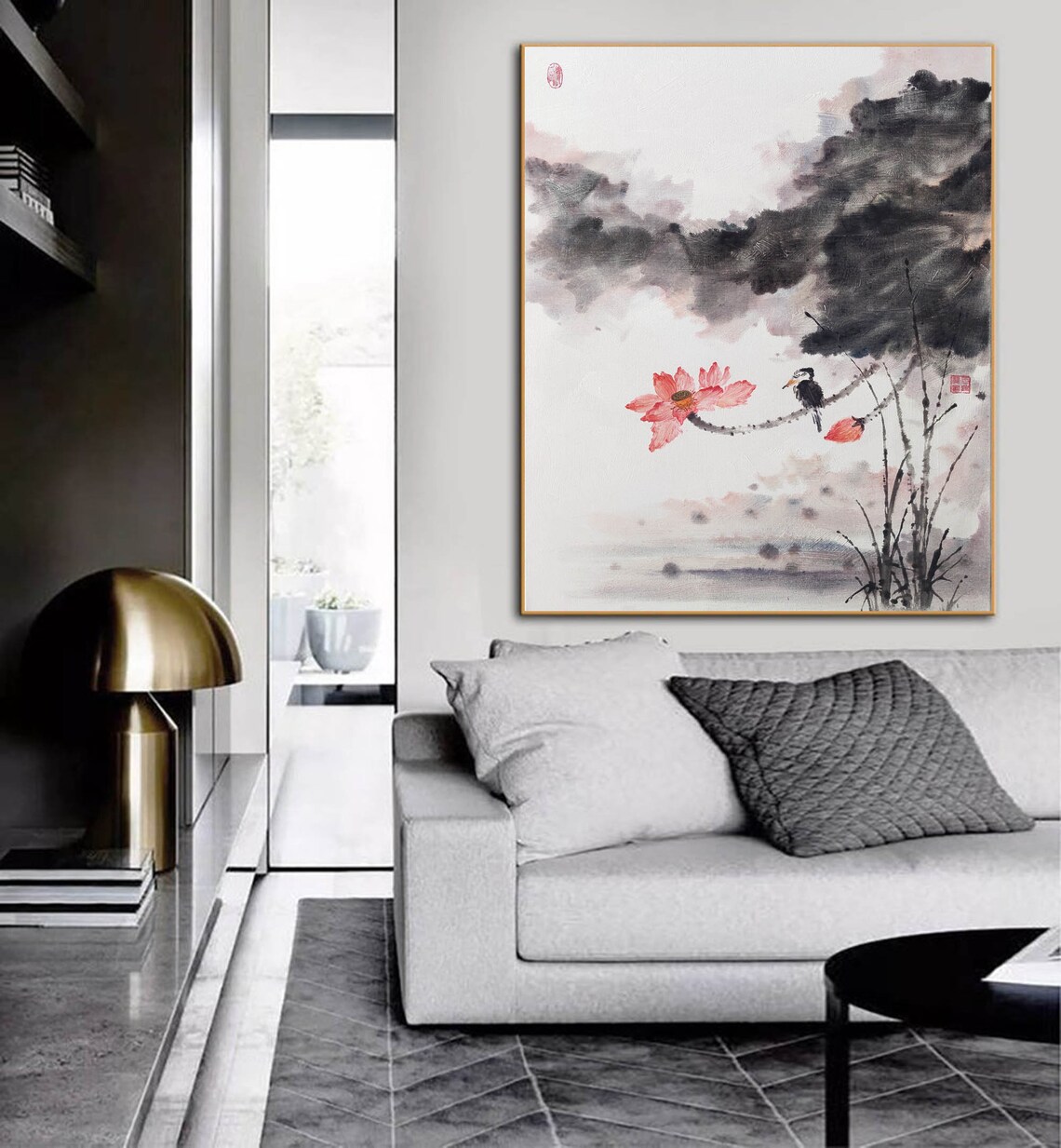 Lotus Painting on Canvas Large Wall Art Original Oil - Etsy
