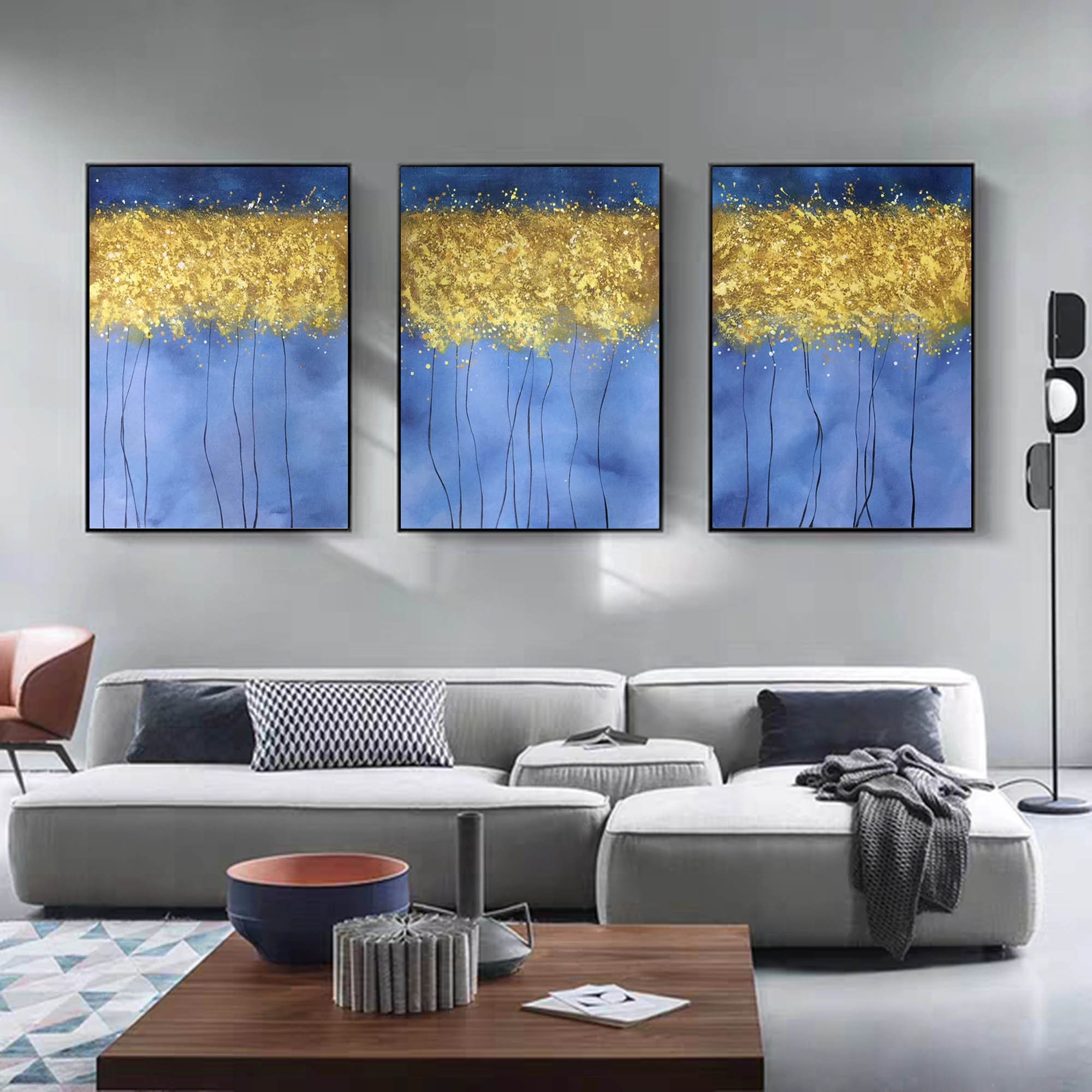 Set of 3 wall art abstract painting original large modern | Etsy