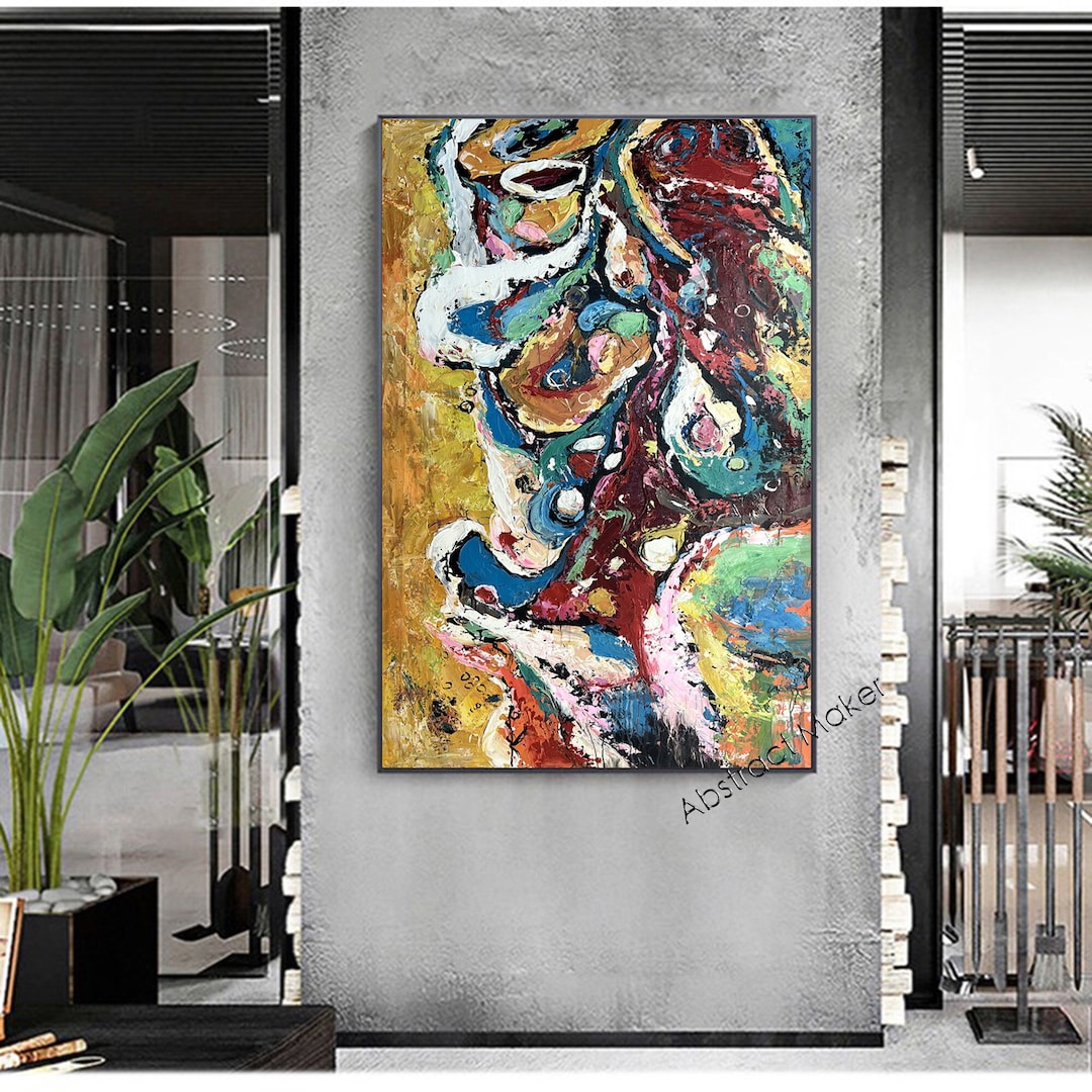 Large Abstract Painting, Original Abstract Art on Canvas, Colorful ...