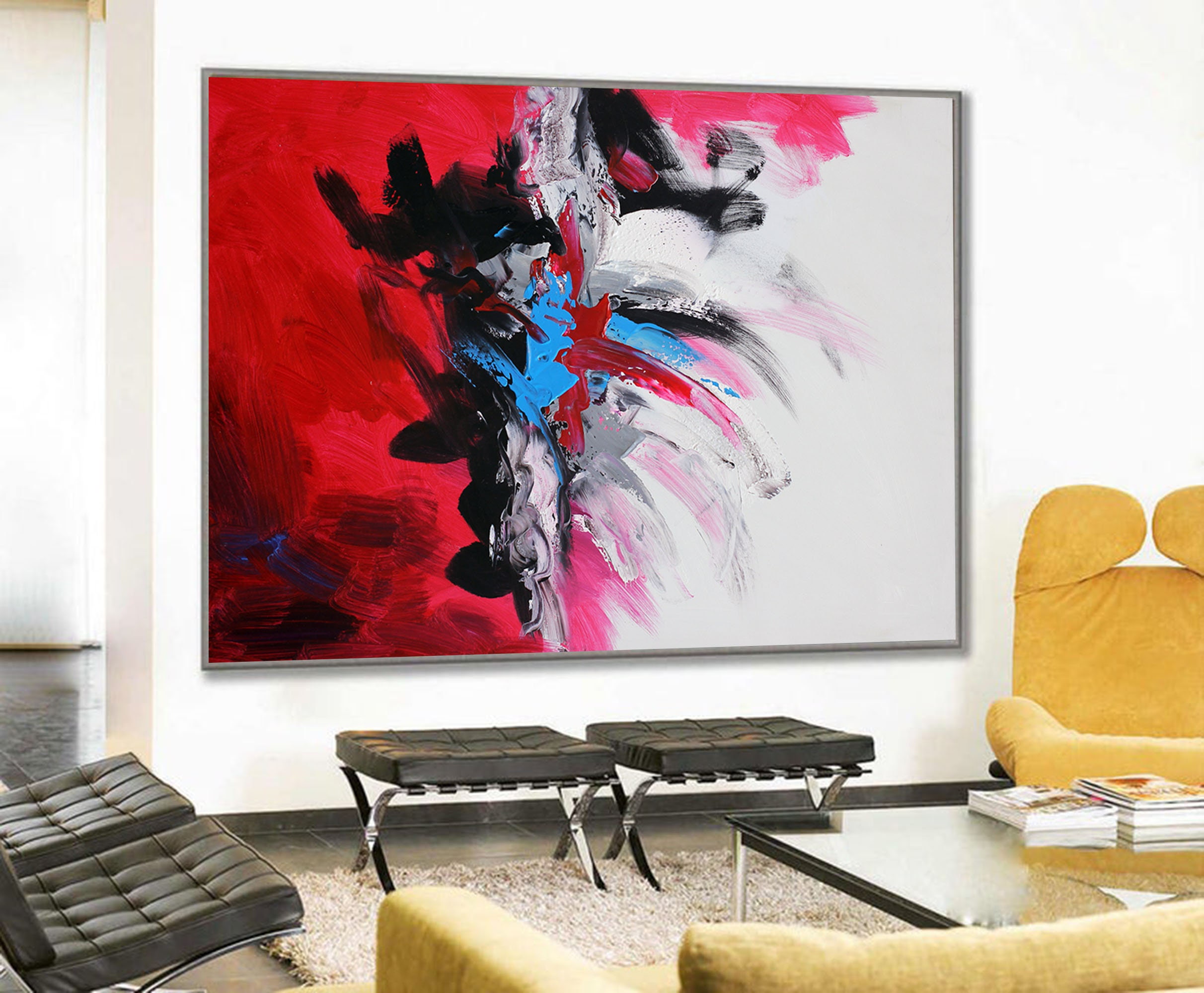 Oversized Wall Art Framed, Original Abstract Painting, Modern Wall Art ...