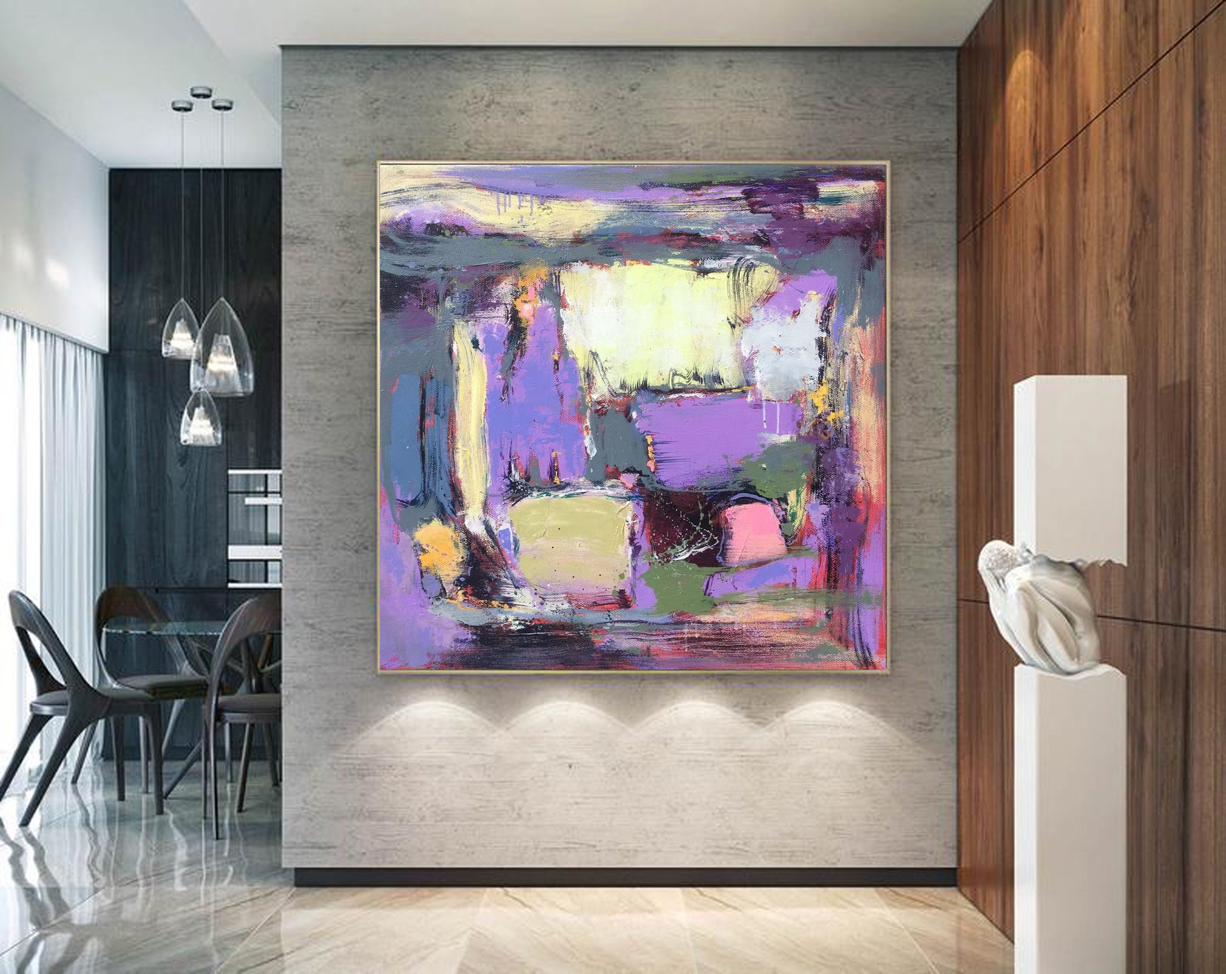 Arte mural de lienzo grande pintura al óleo abstracto - Etsy España