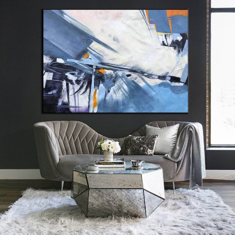 Modern abstract painting oversized canvas wall art extra | Etsy