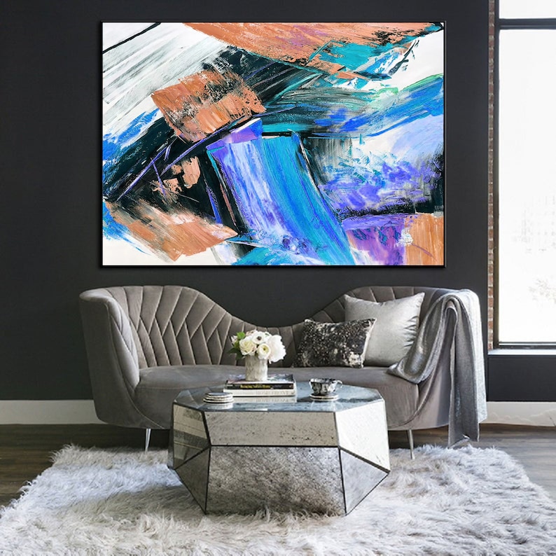 Large Modern Abstract Painting Framed Extra Large Wall Art | Etsy