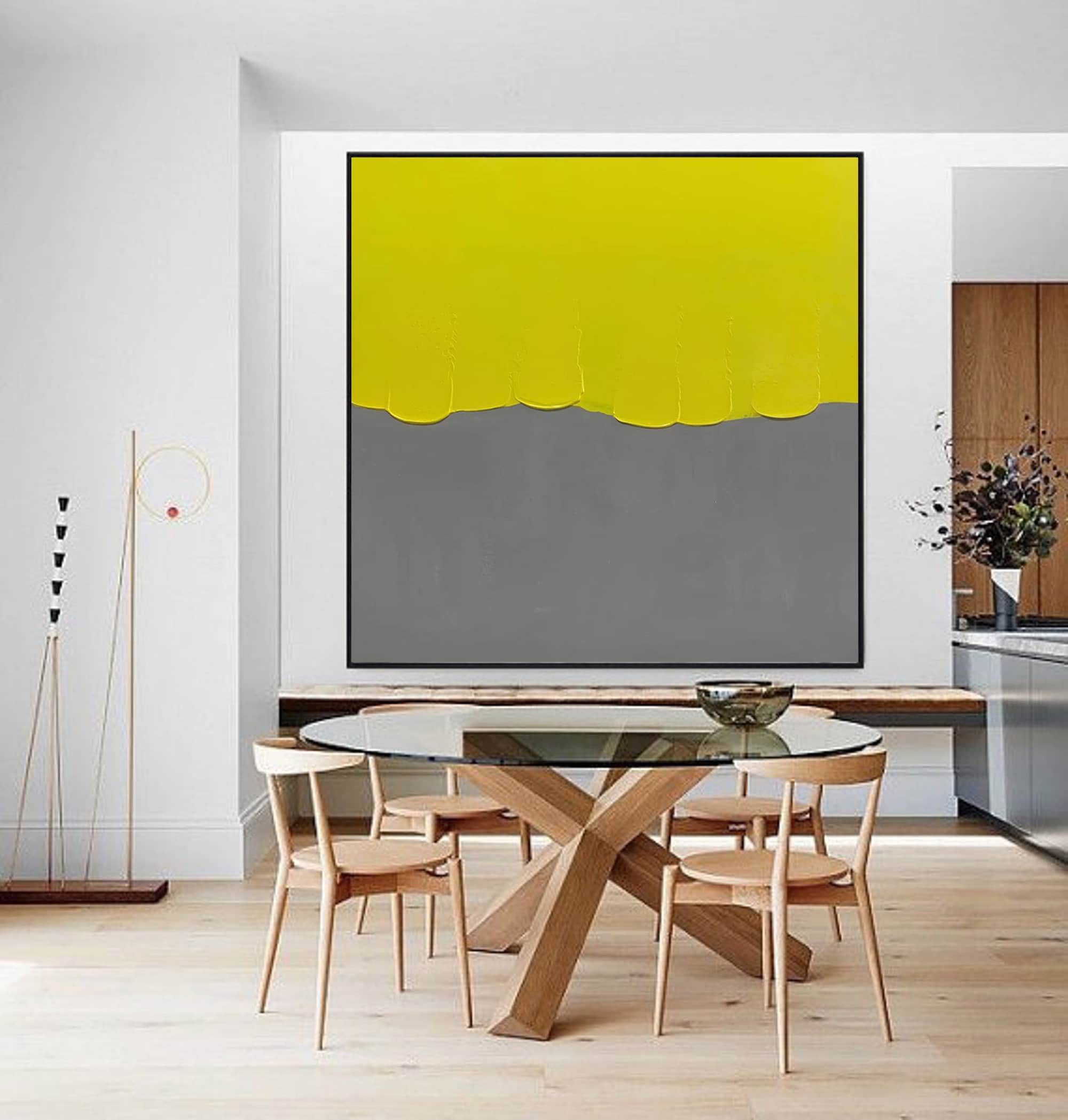 Large Abstract Canvas Art Yellow Painting Abstract Oil | Etsy