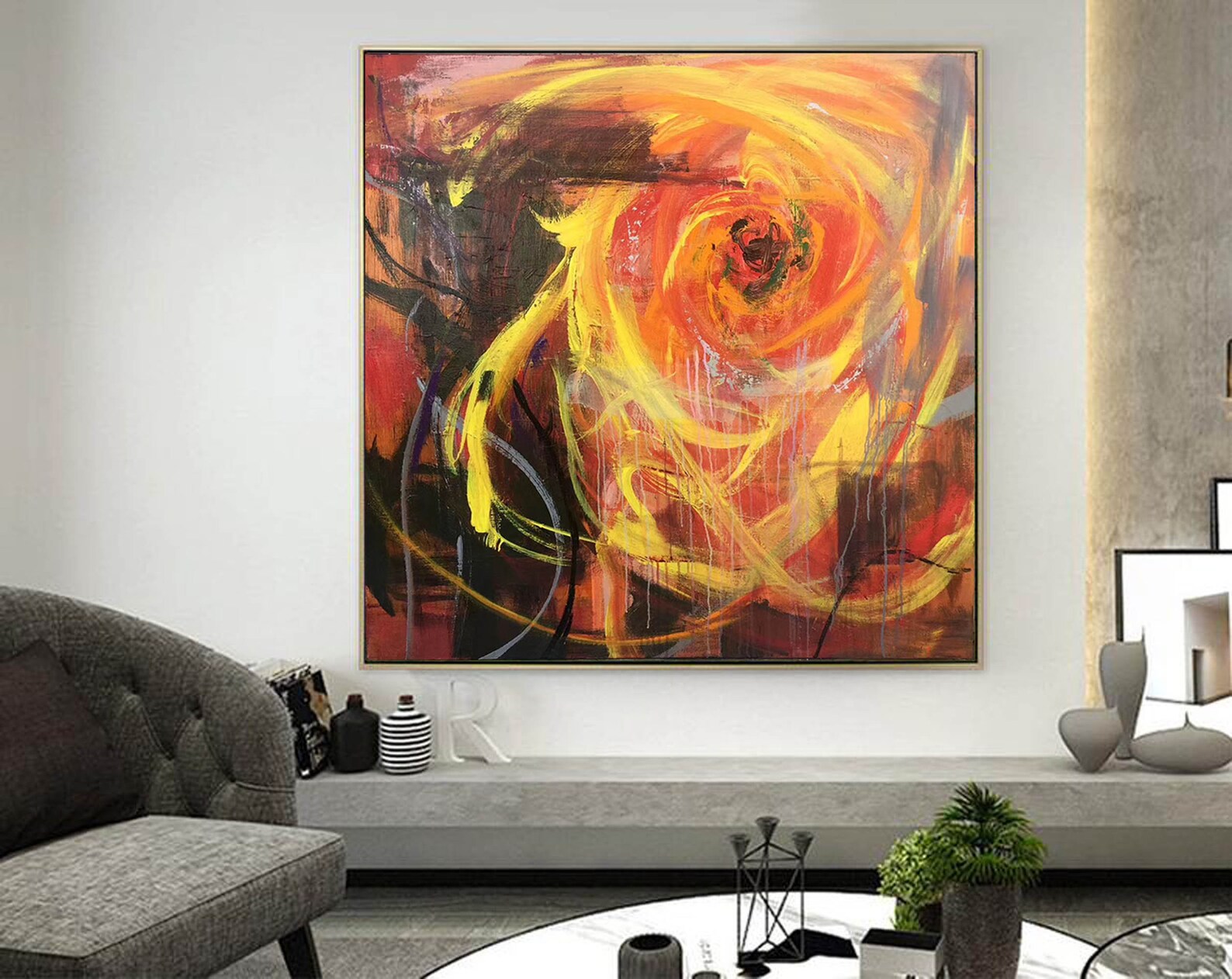 Flower Painting Abstract, Large Abstract Painting on Canvas, Large ...