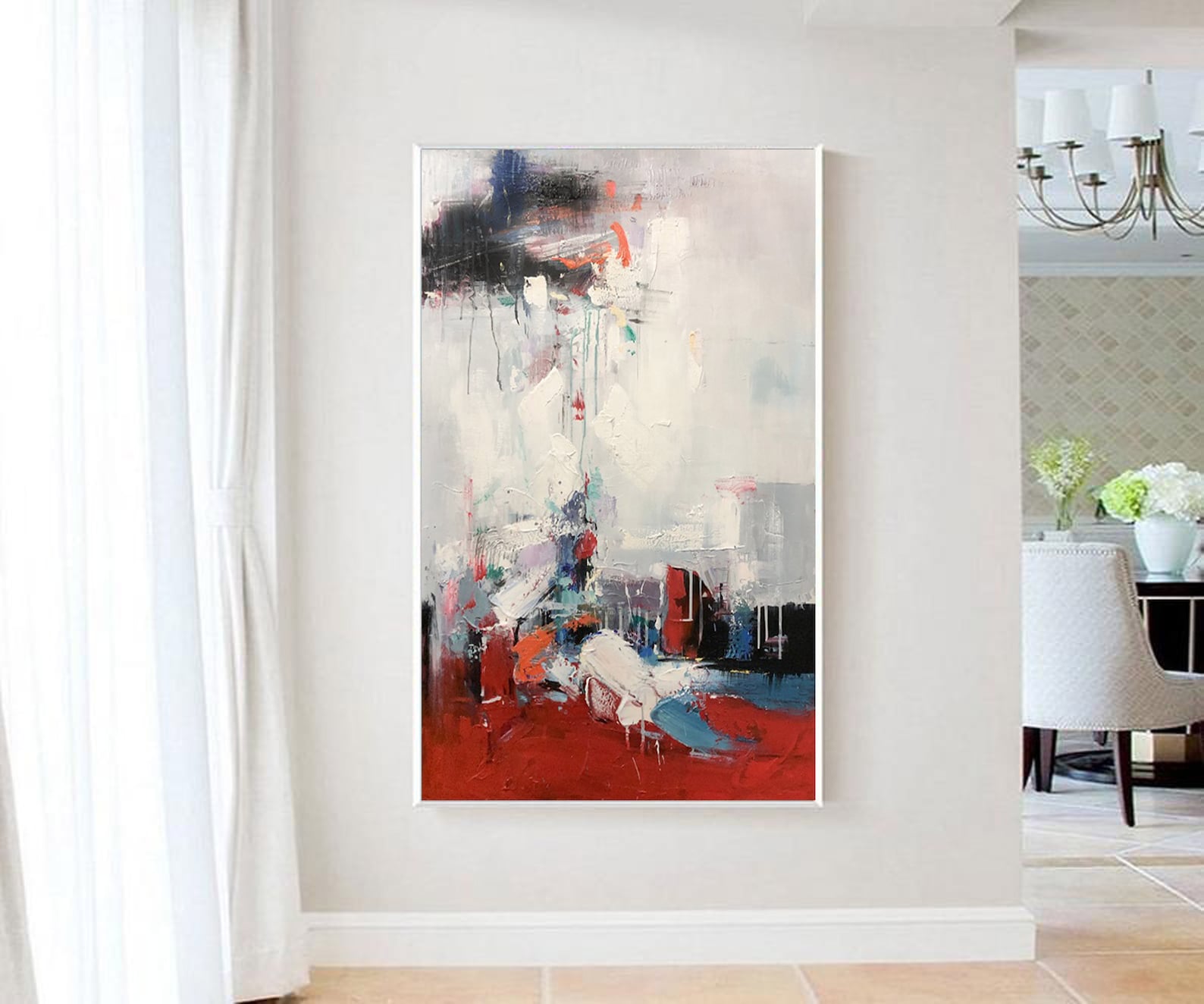 Modern Abstract Paintings on Canvas, Large Canvas Art Abstract, Red ...