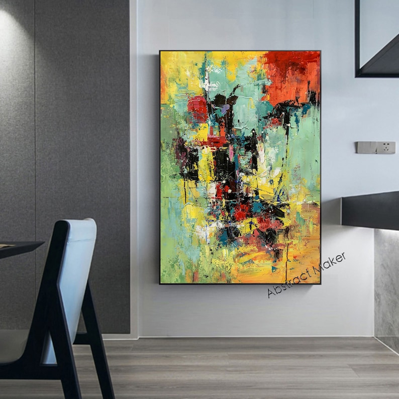 Colorful Acrylic Canvas Art, Original Painting, Contemporary Abstract ...