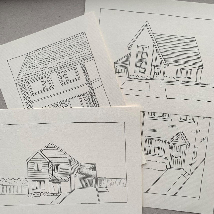 Custom Hand Drawn House Illustration, Home Artwork, New Home Portrait ...