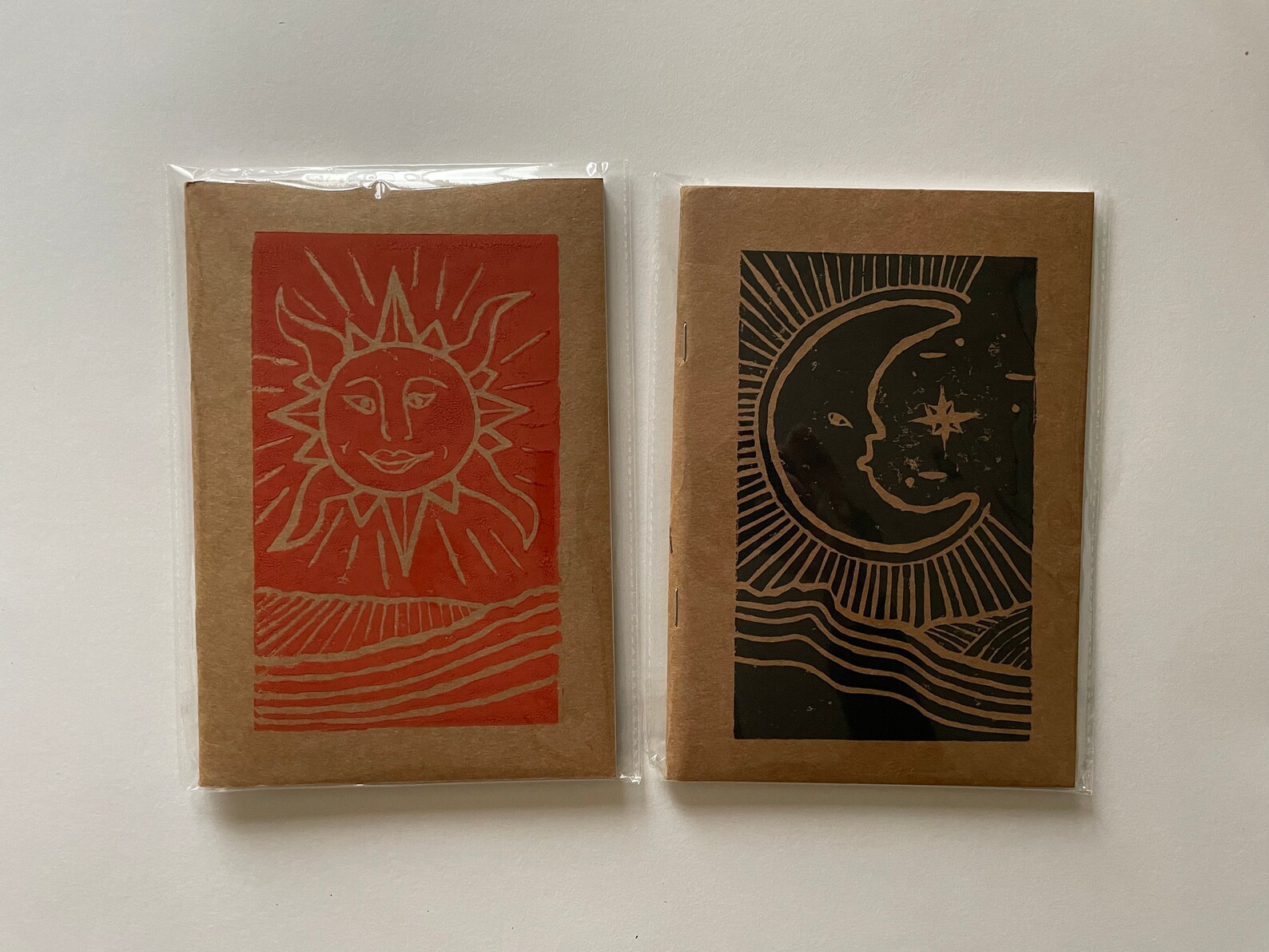 Sun and Moon Astronomy Zodiac Plain Notebook Handprinted A5 Journal ...