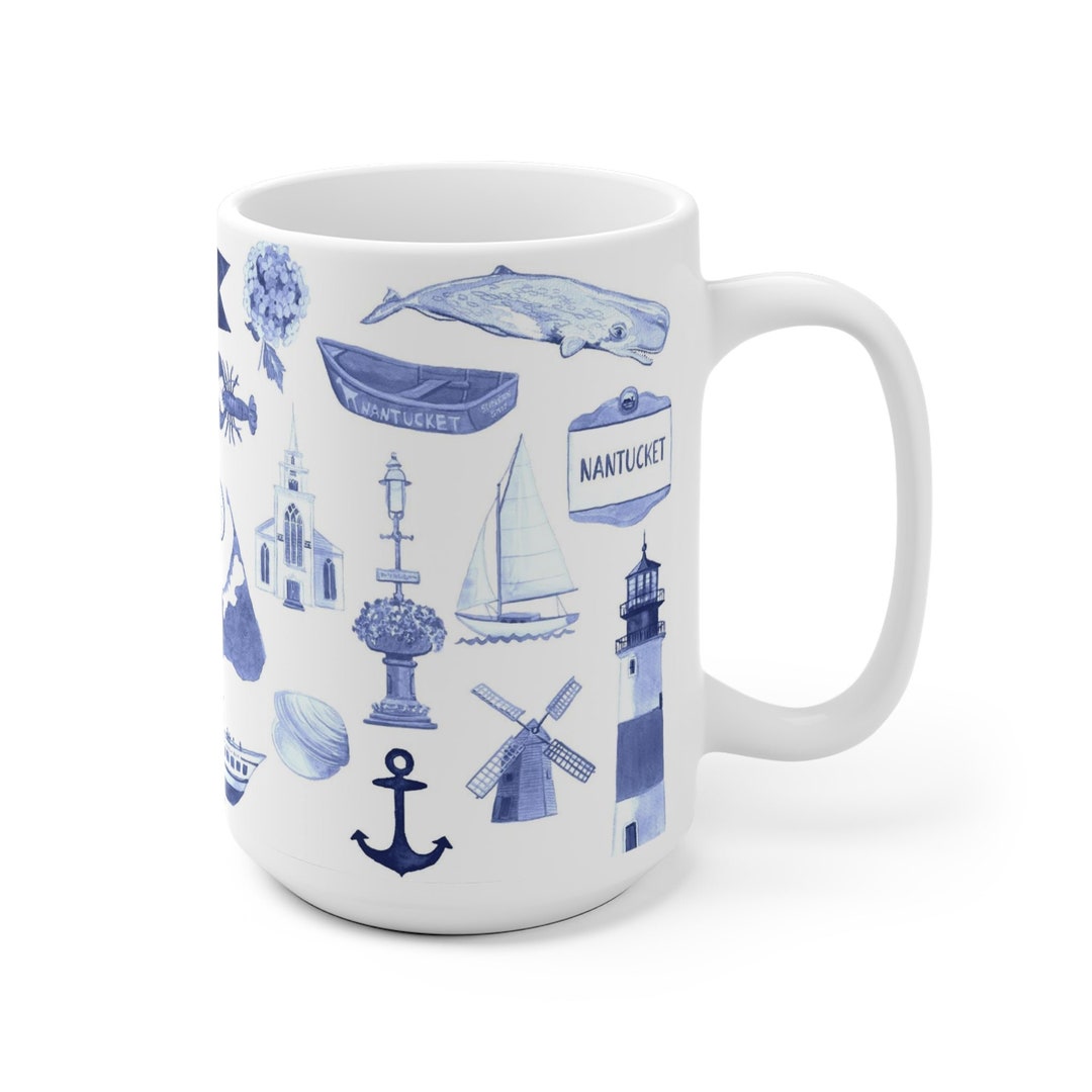 Nantucket Forever Toile Ceramic Mug - Etsy