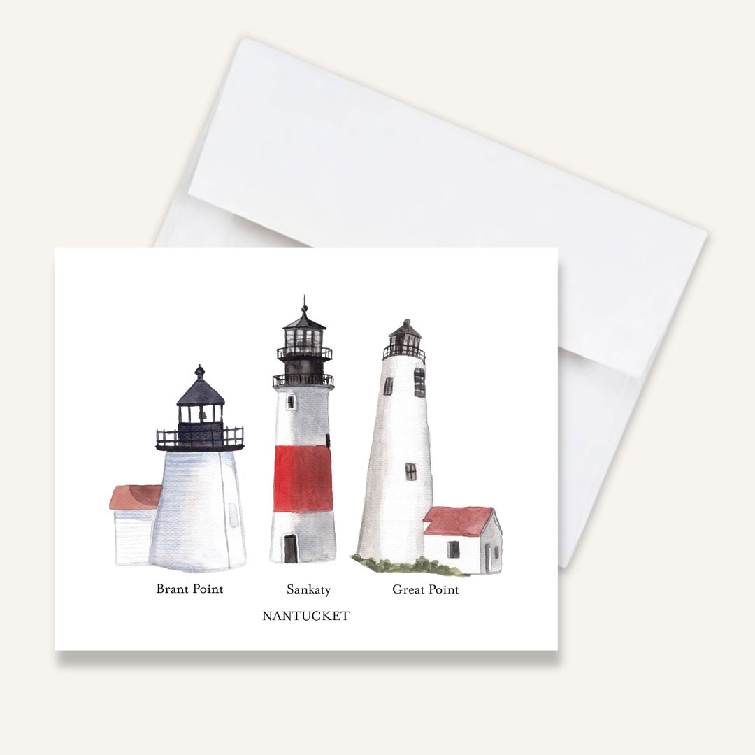 Nantucket Lighthouses Folded Notecards - Etsy