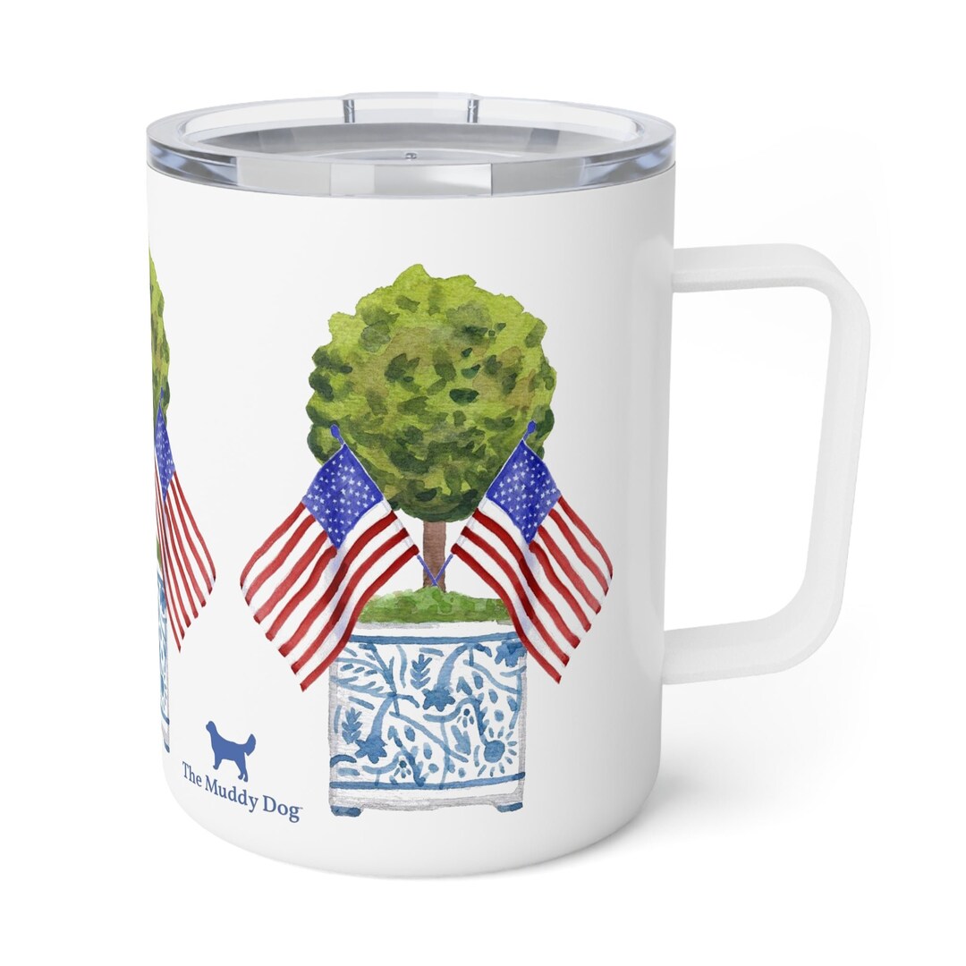 Patriotic Topiary Insulated Mug With Optional Personalization - Etsy