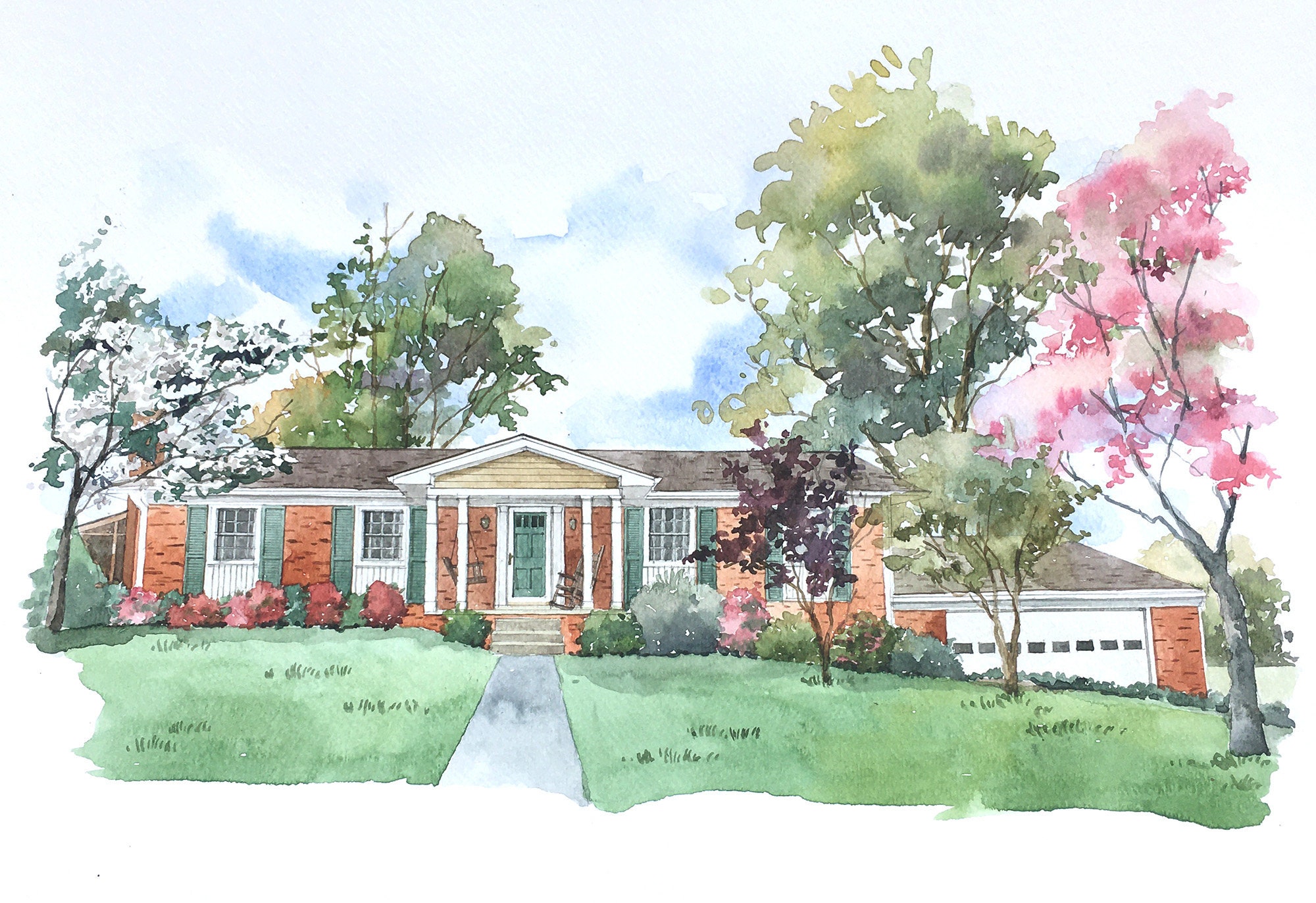 Custom House Portrait: Hand-painted Watercolor Home Painting - Etsy