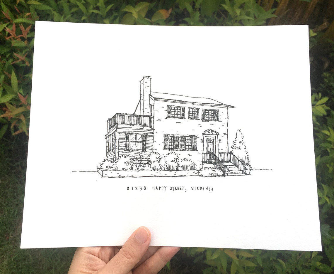 Custom Home Sketch / Pen and Ink House Drawing / House - Etsy