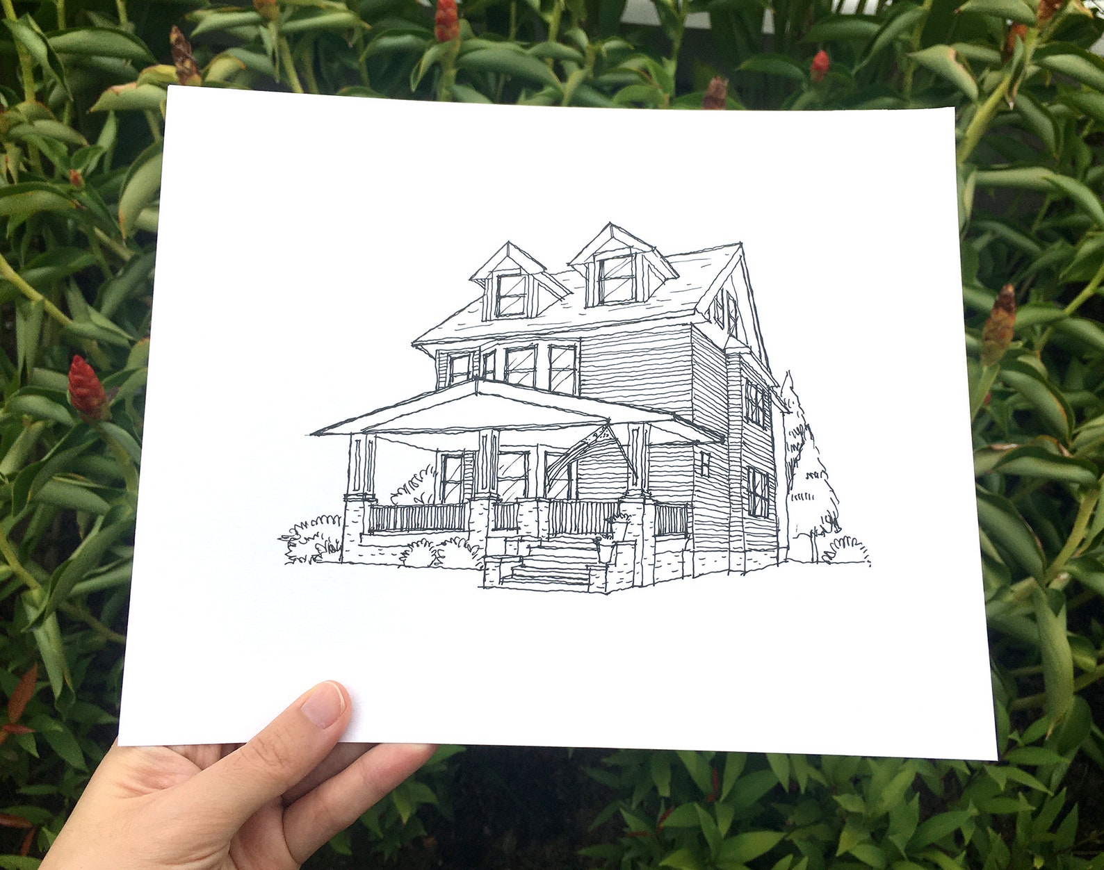 Custom Home Sketch: Pen and Ink House Portrait, Realtor Gift - Etsy
