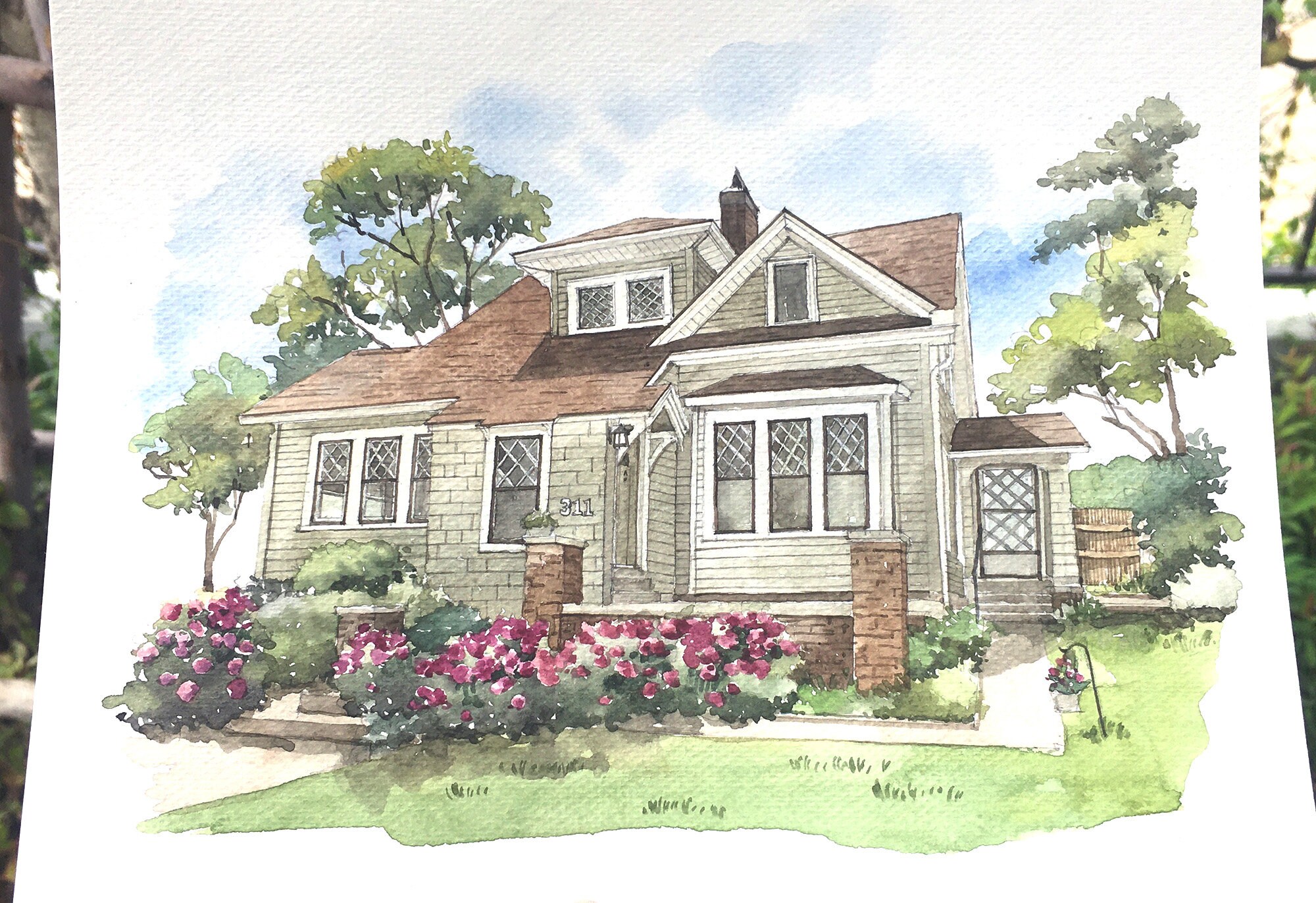 Custom House Portrait / Hand-painted Watercolor of Your Home / - Etsy