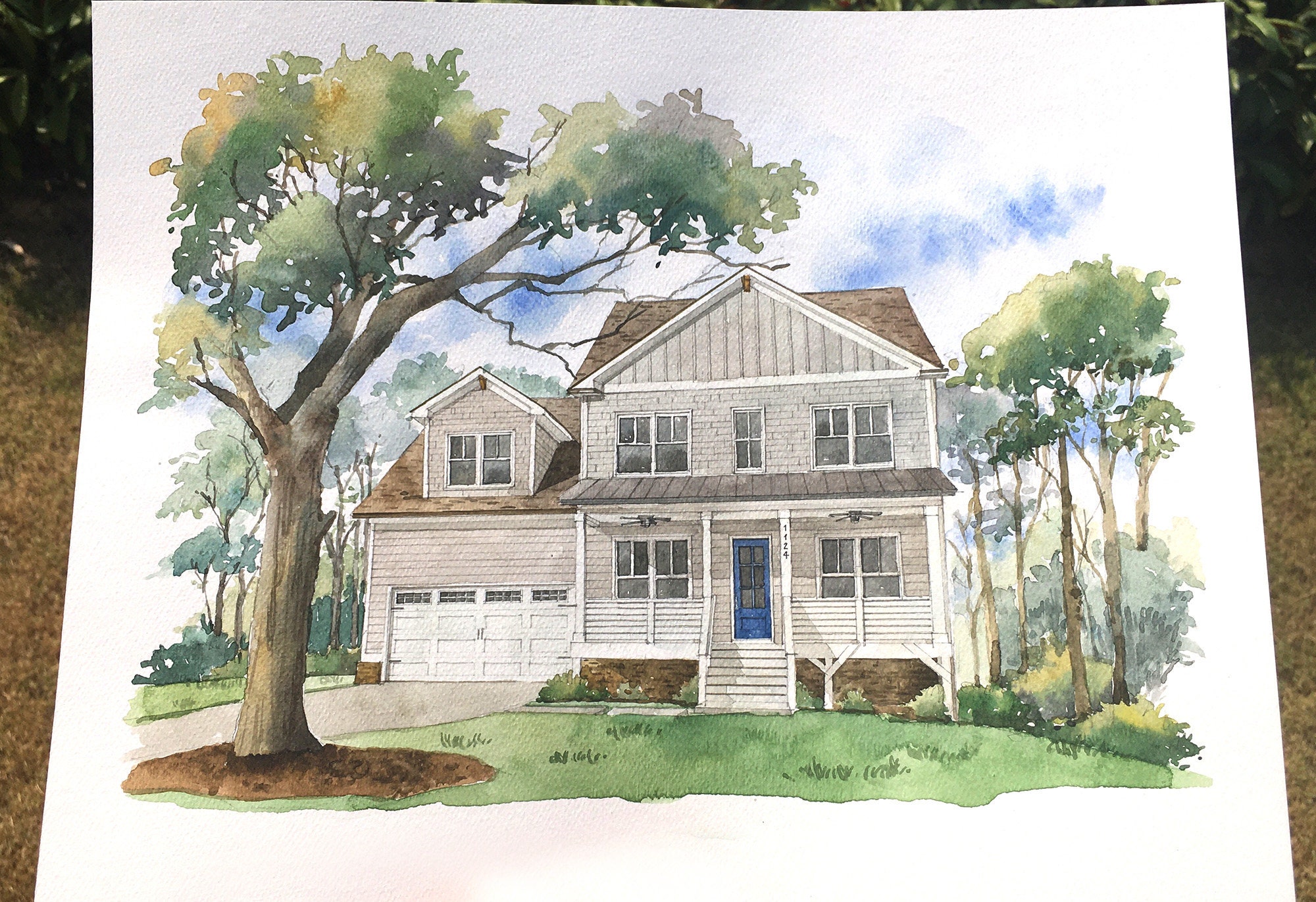 Custom House Portrait / Hand-Painted Watercolor of your home / | Etsy