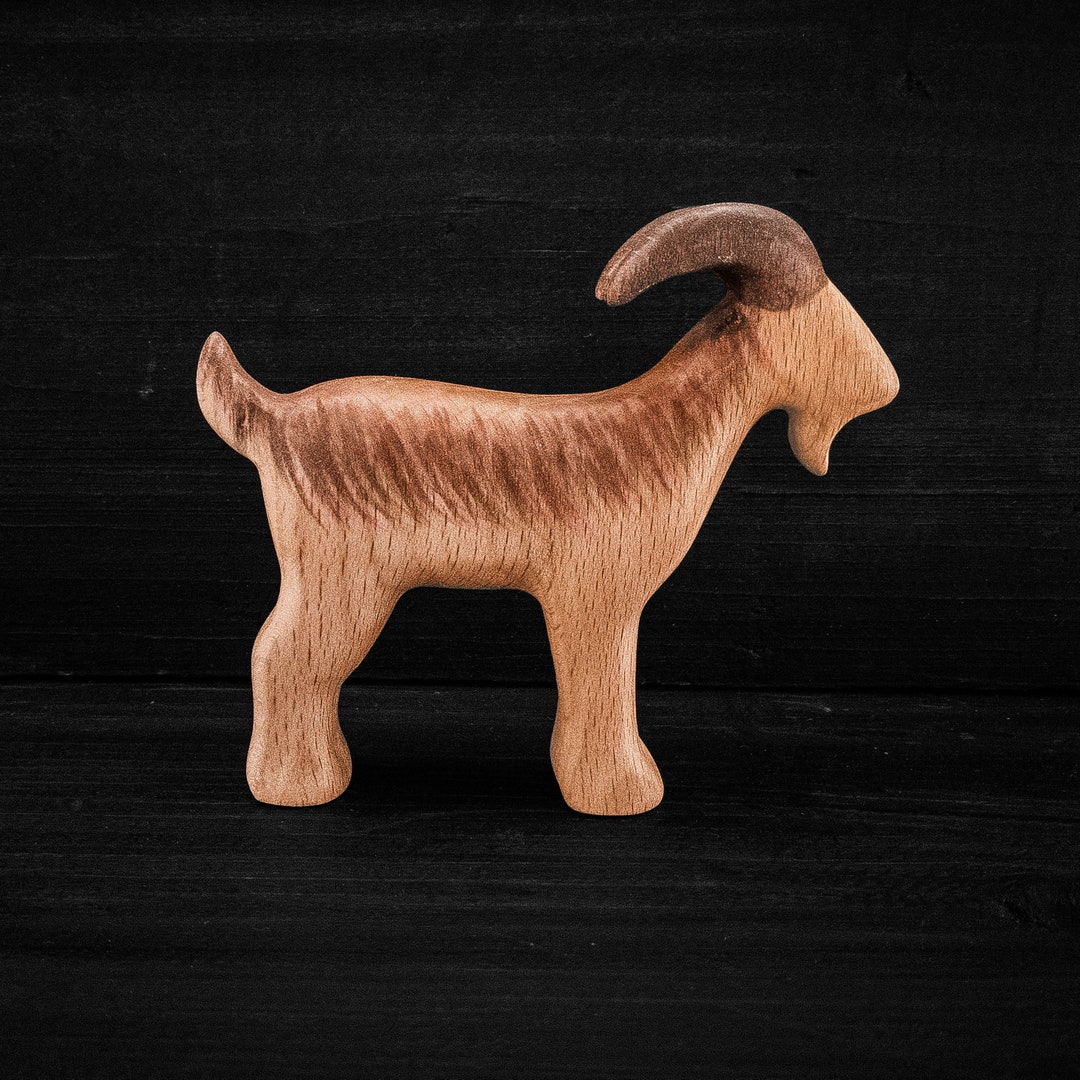 Wooden Goat Toy Billy Goat Figurine Wooden Farm Animals - Etsy