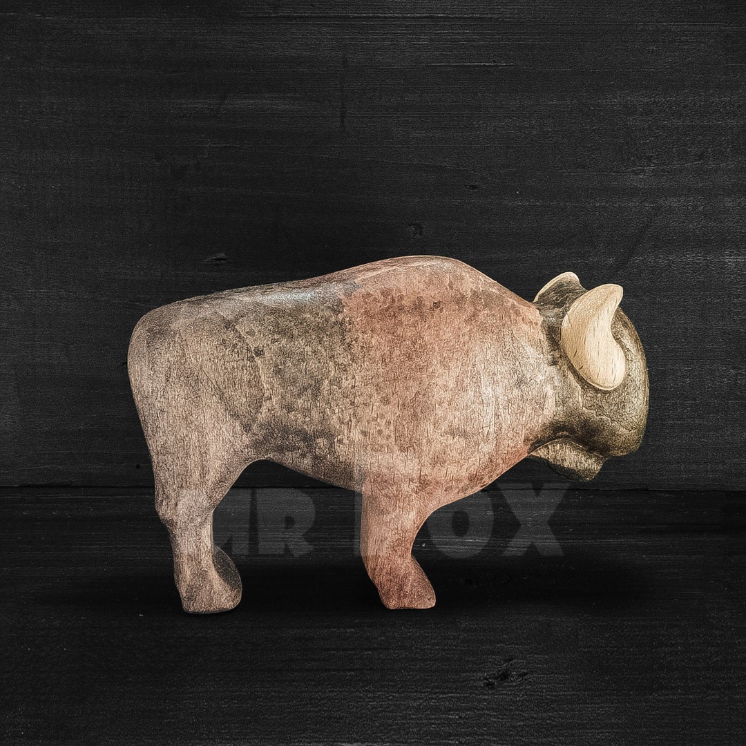 Wooden Bison Toy - Wooden Bison Figurine - Wooden Animal Toys - Waldorf ...