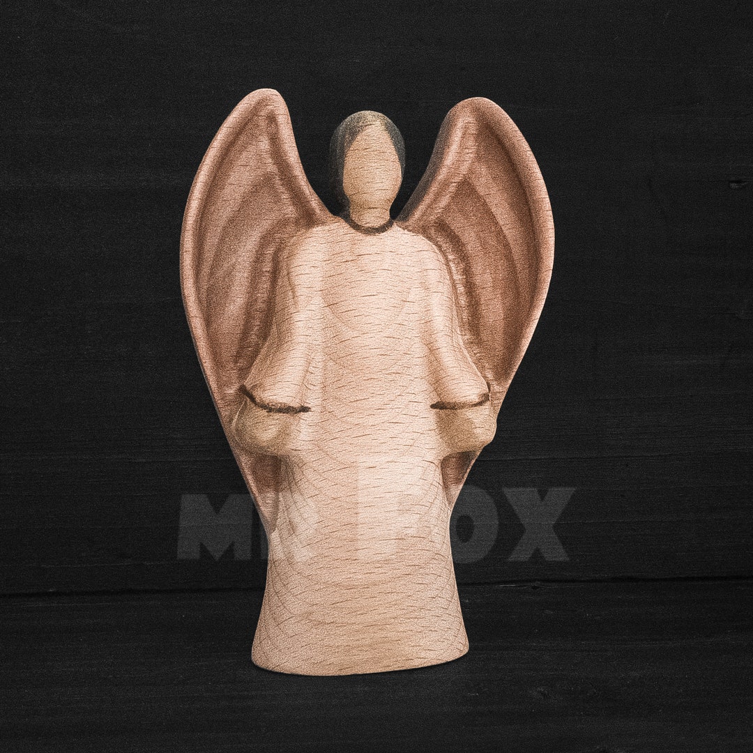 Handmade Wooden Angel Figurine - Guardian Angel Figure - Male Angel ...