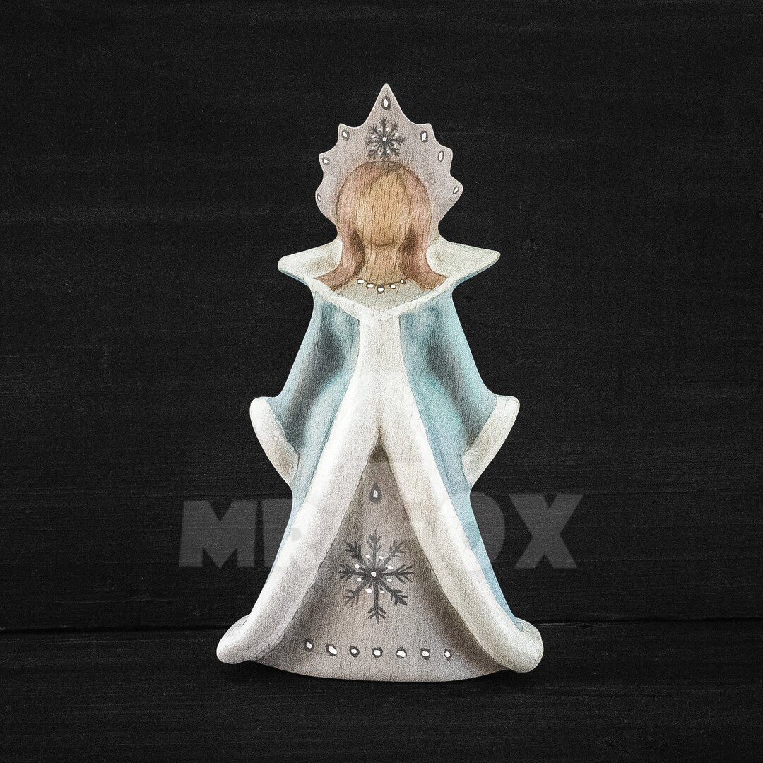 Wooden Snow Queen Figurine - Wooden Toy Snow Queen - Carved Snow Maiden ...