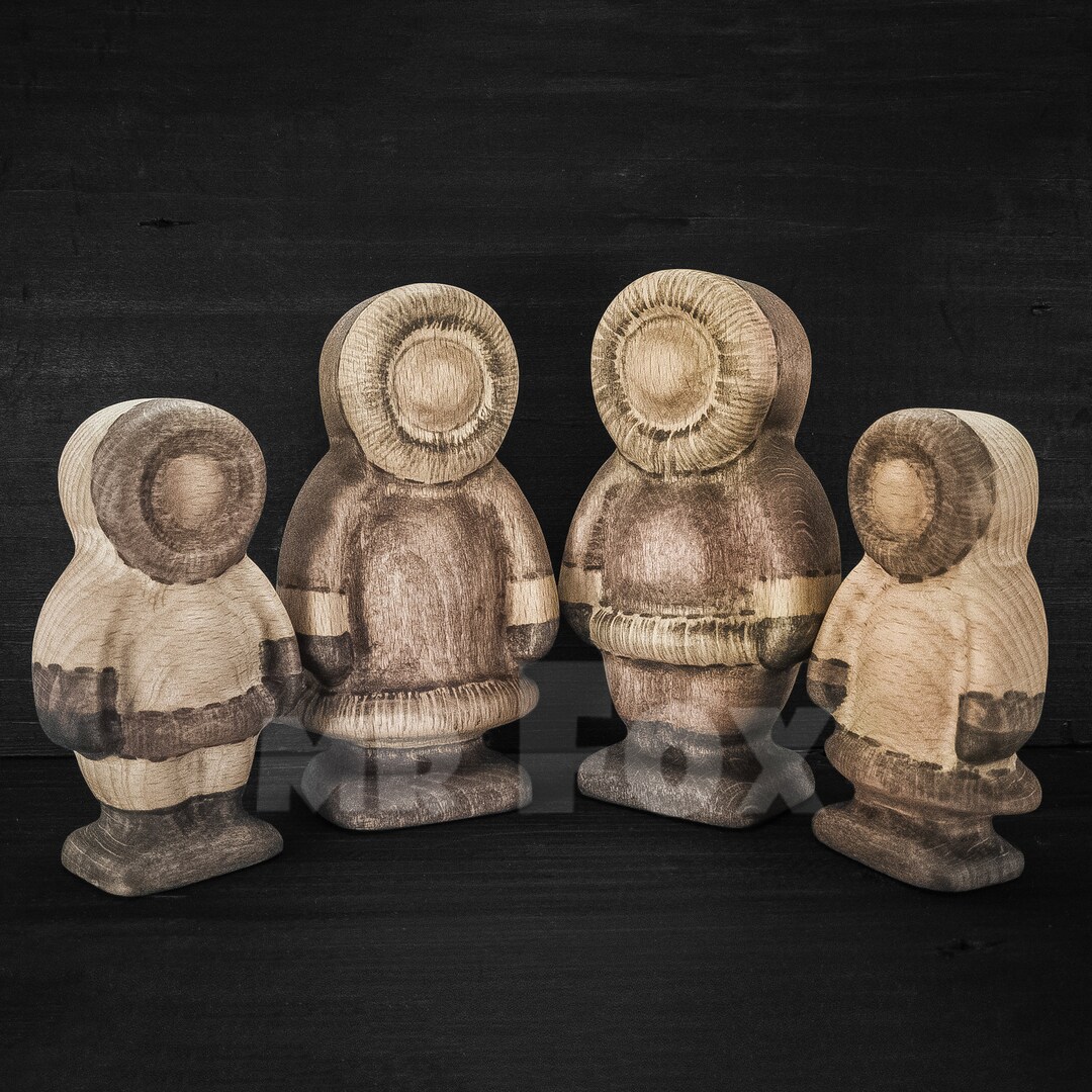 Inuit Family Wooden Dolls - First Nation Wooden Dolls - Wooden Toy ...