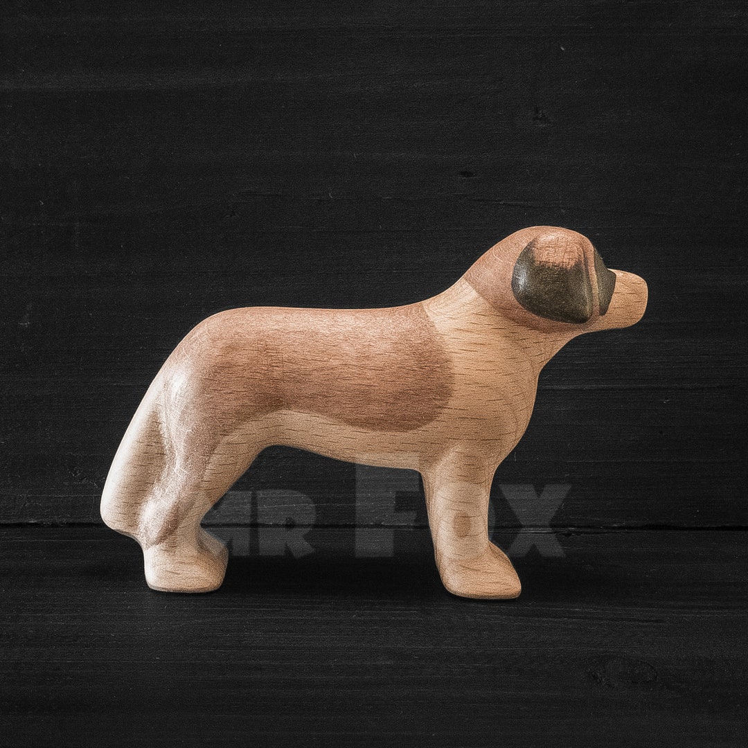 St Bernard Toy - Wooden St Bernard Dog Figurine - Handmade Wooden Dog ...