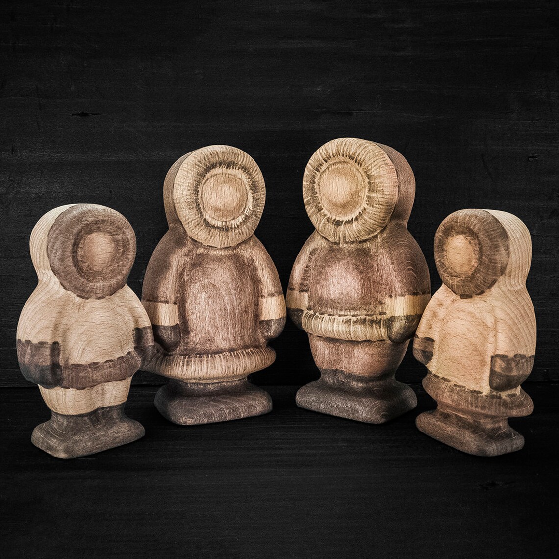Inuit Family Wooden Dolls First Nation Wooden Dolls Wooden - Etsy