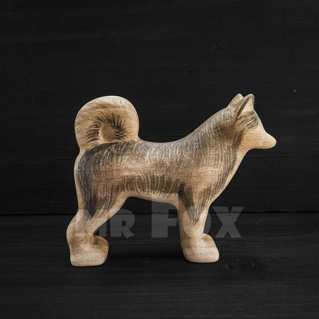 Wooden Toy Inuit Dog - Wooden Sled Dog - Wooden Inuit Dog Figurine ...