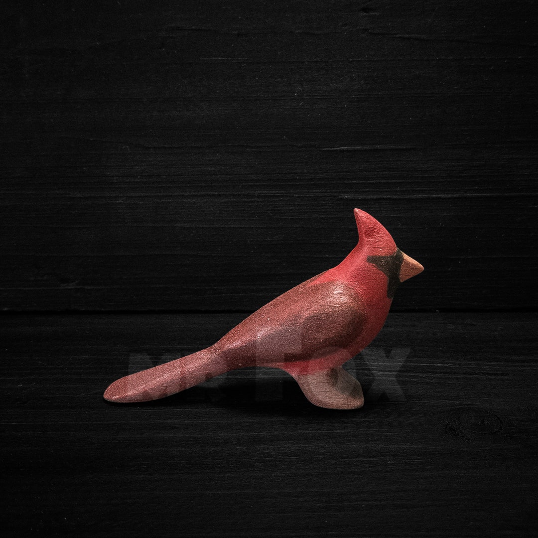 Wooden Cardinal Bird - Northern Cardinal Figurine - Waldorf Wooden Toy ...