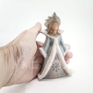Wooden Snow Queen Figurine - Wooden Toy Snow Queen - Carved Snow Maiden ...