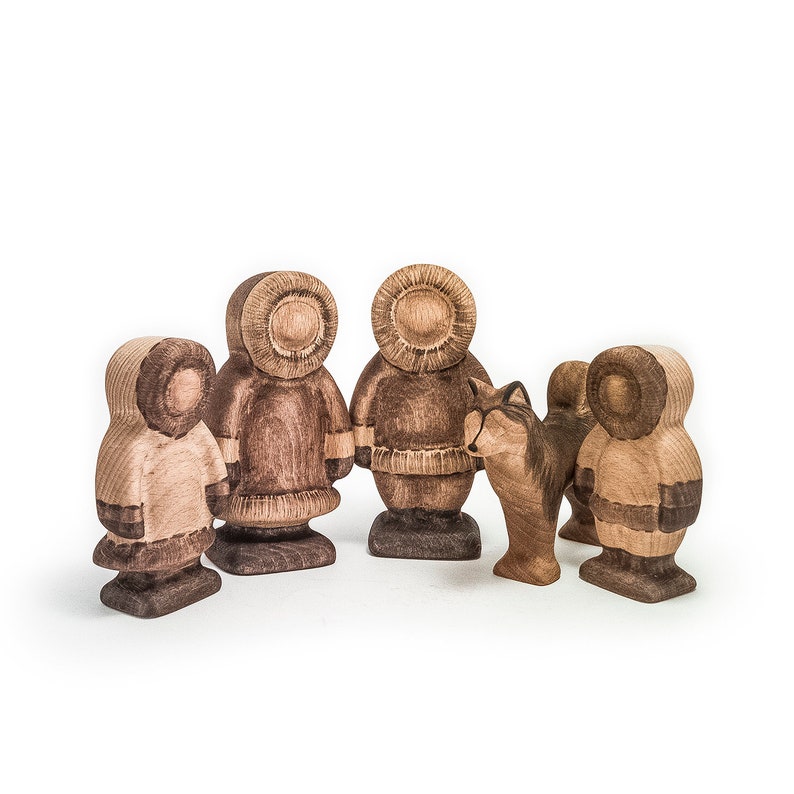 Inuit Family Wooden Dolls First Nation Wooden Dolls Wooden - Etsy
