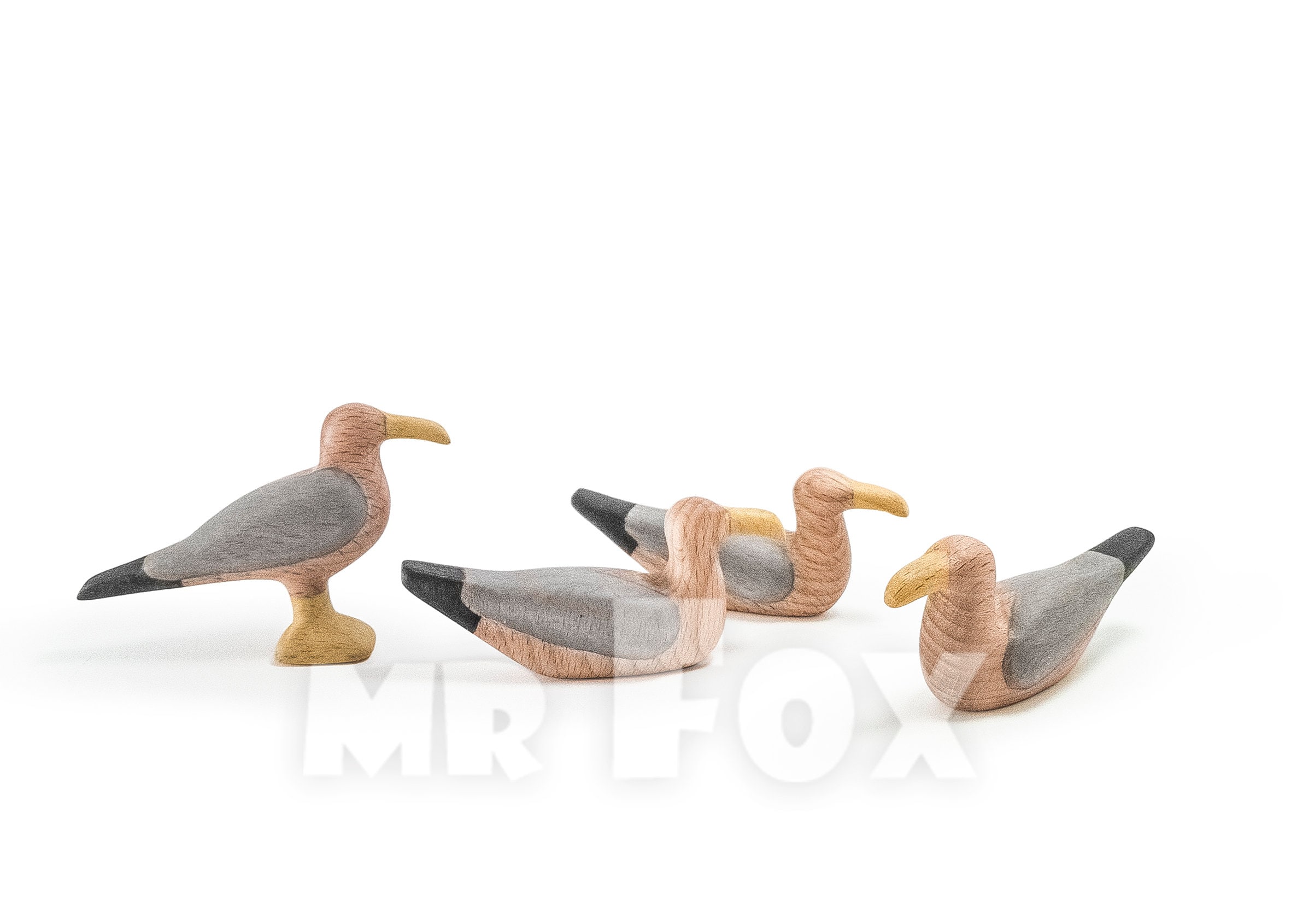 Wooden Swimming Gull Figurine - Wooden Seagull Toy - Waldorf Wooden Toy ...