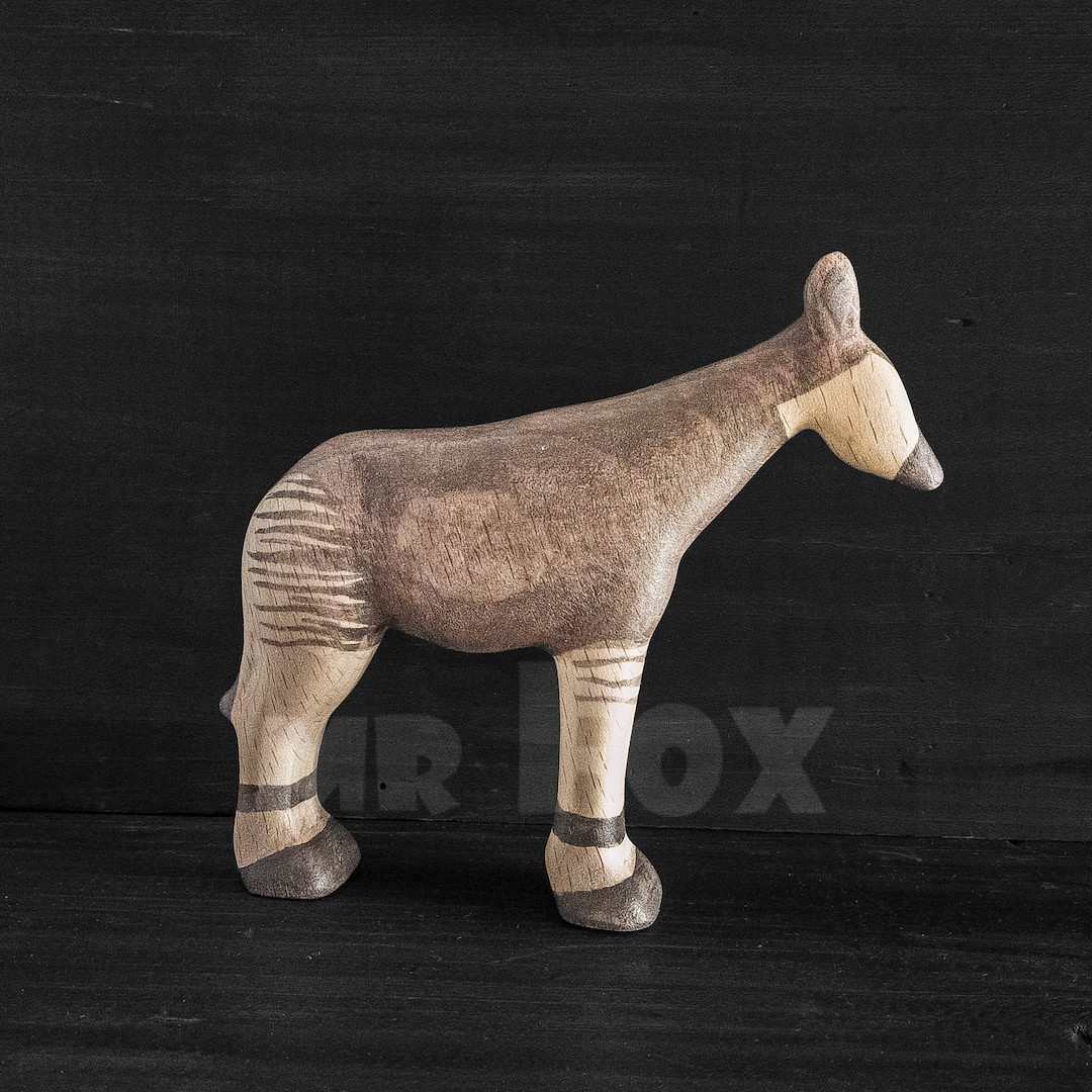 Wooden Okapi Figurine - African Animal Toy - Wooden Safari Animals ...