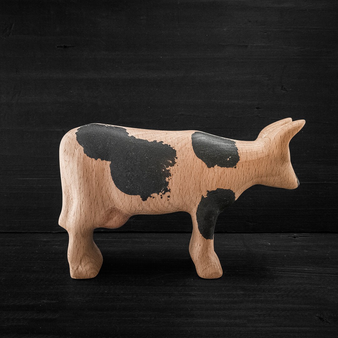 Wooden Cow Toy Wooden Cow Figurine Wooden Farm Animals - Etsy