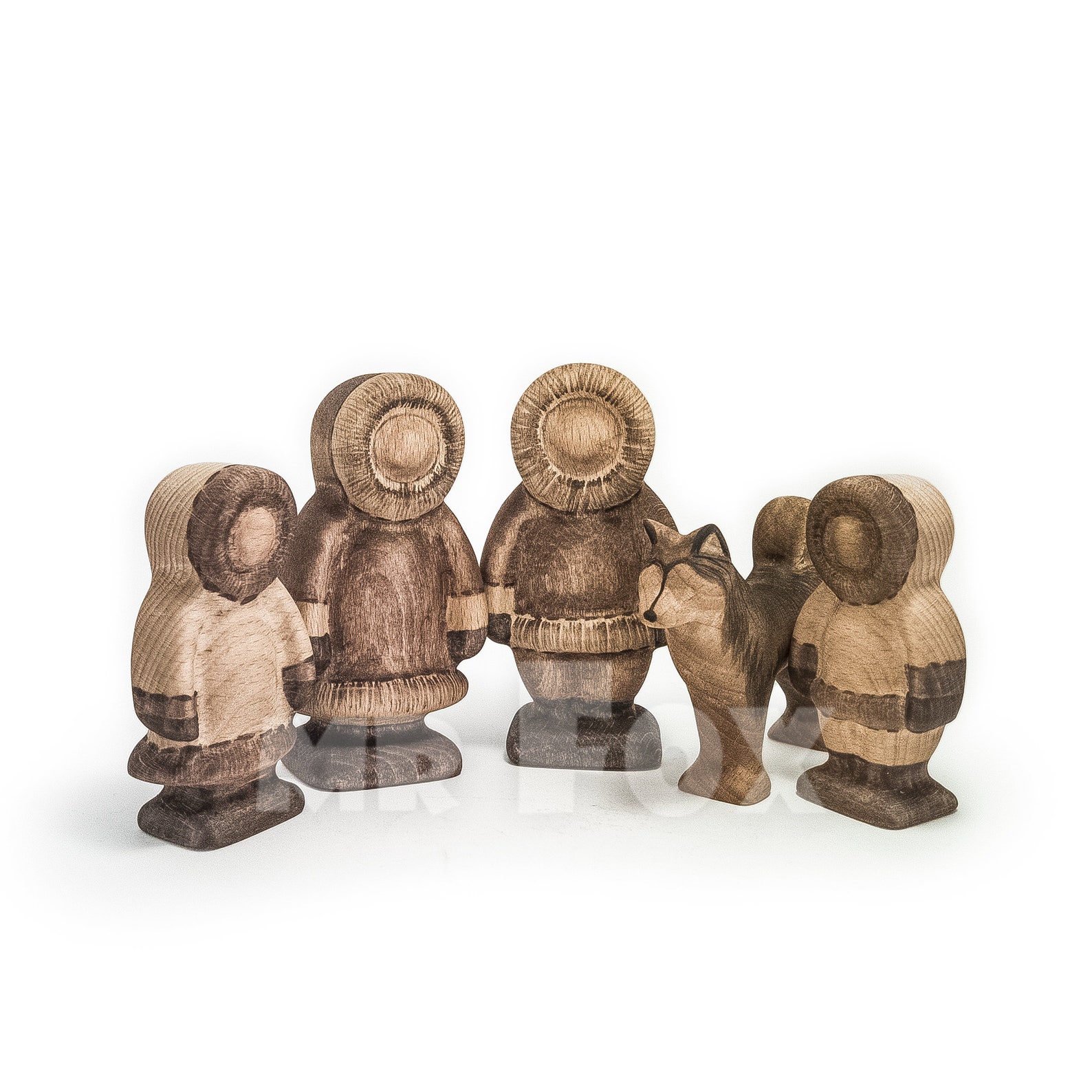 Inuit Family Wooden Dolls - First Nation Wooden Dolls - Wooden Toy ...