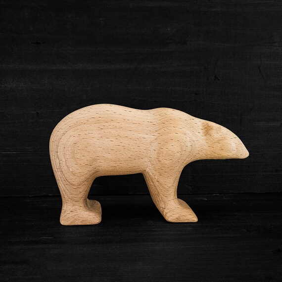 Wooden Toy Polar Bear Wooden Arctic Bear White Bear | Etsy